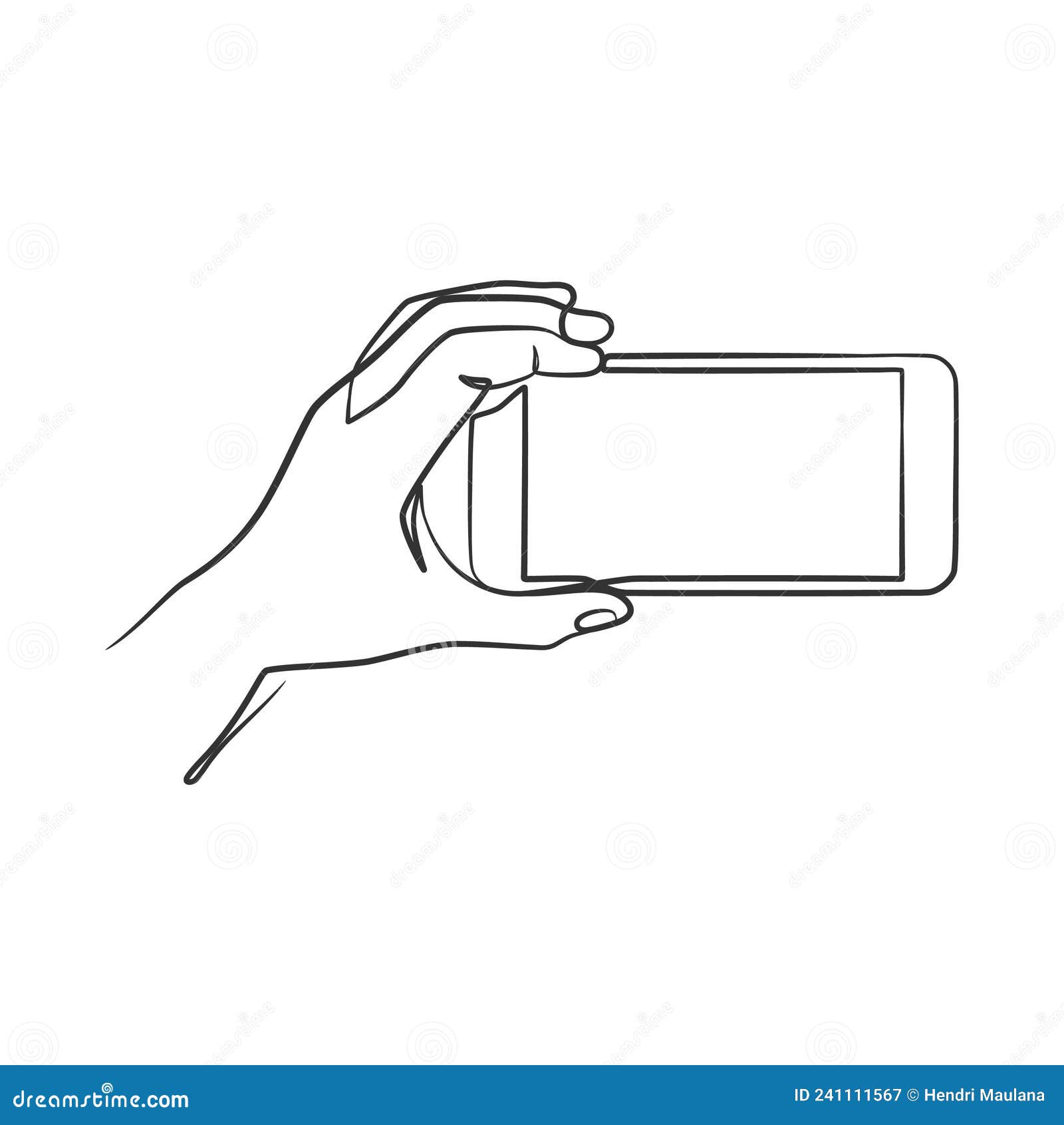 Continuous Line Drawing of Hand Holding Smart Phone Stock Vector ...