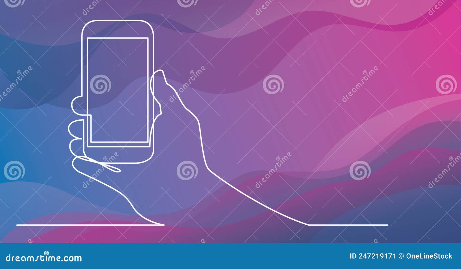 Continuous Line Drawing of Hand Holding Smartphone Stock Vector ...