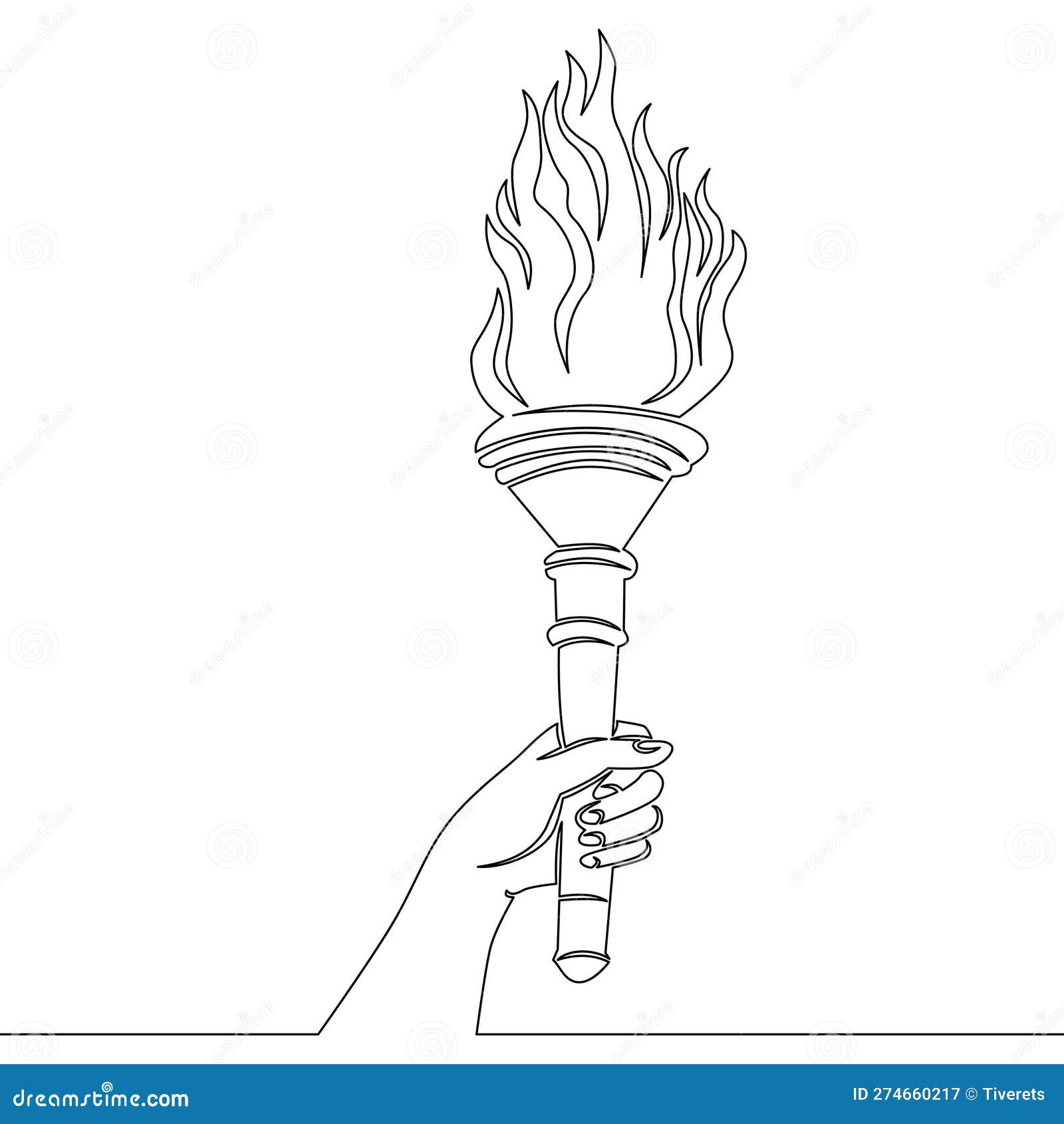 Continuous Line Drawing Hand Holding Torch Icon Vector Illustration ...