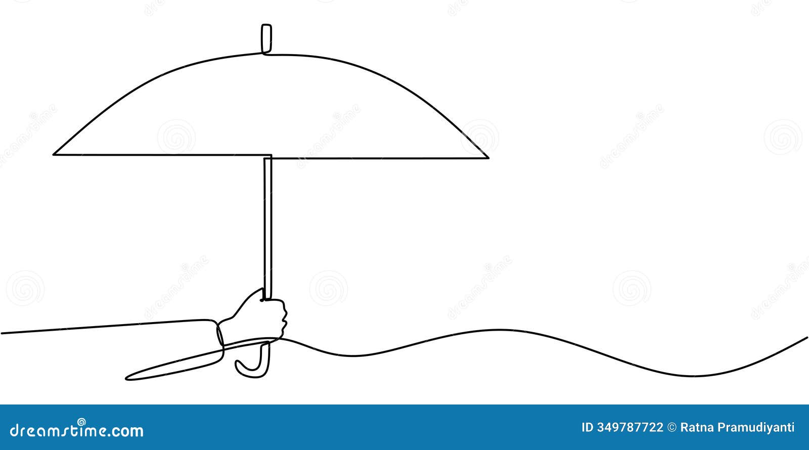 Continuous Line Drawing of a Hand Holding an Umbrella with Rain ...