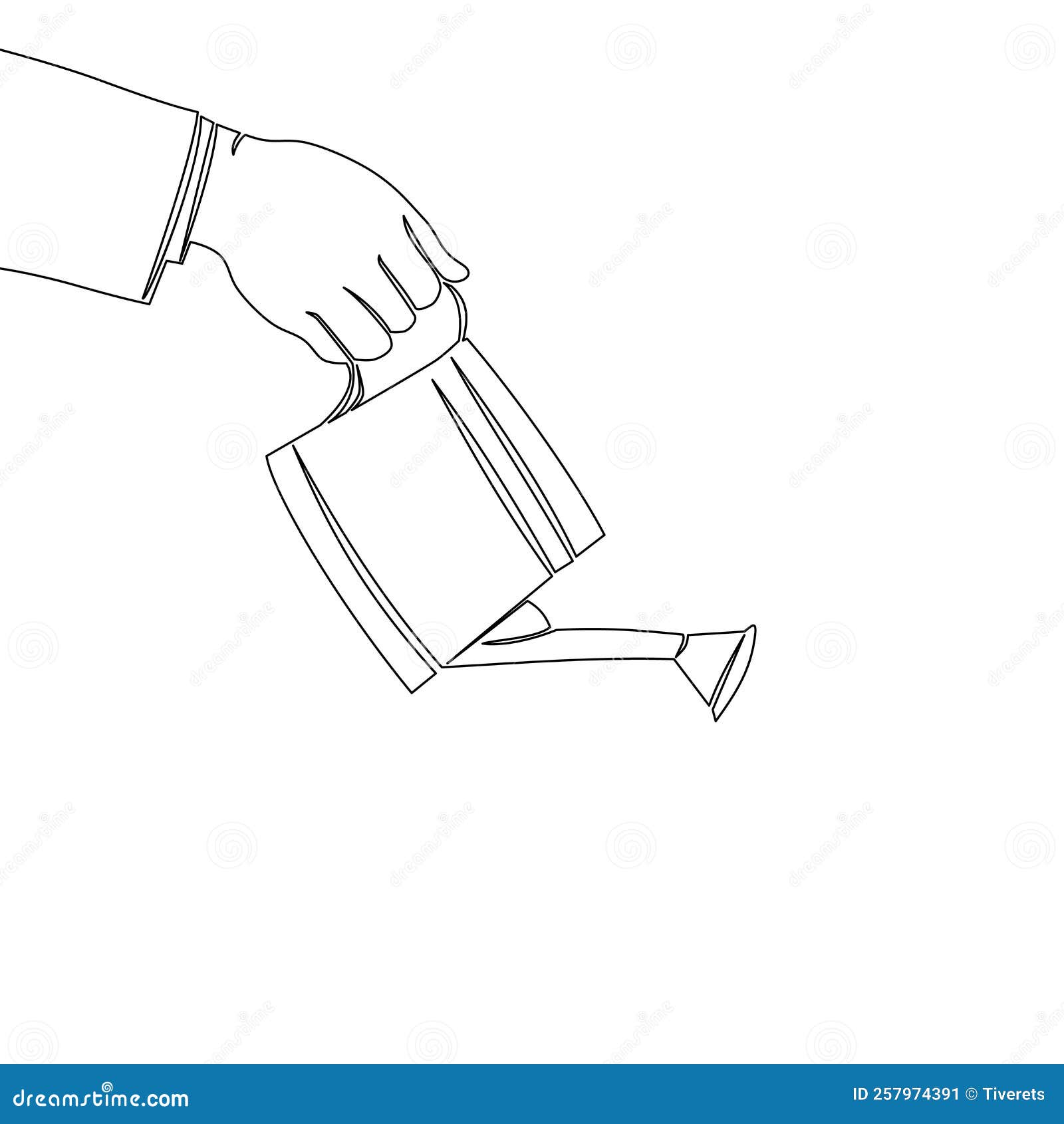 Continuous Line Drawing Hand Holding Watering Can Icon Vector ...