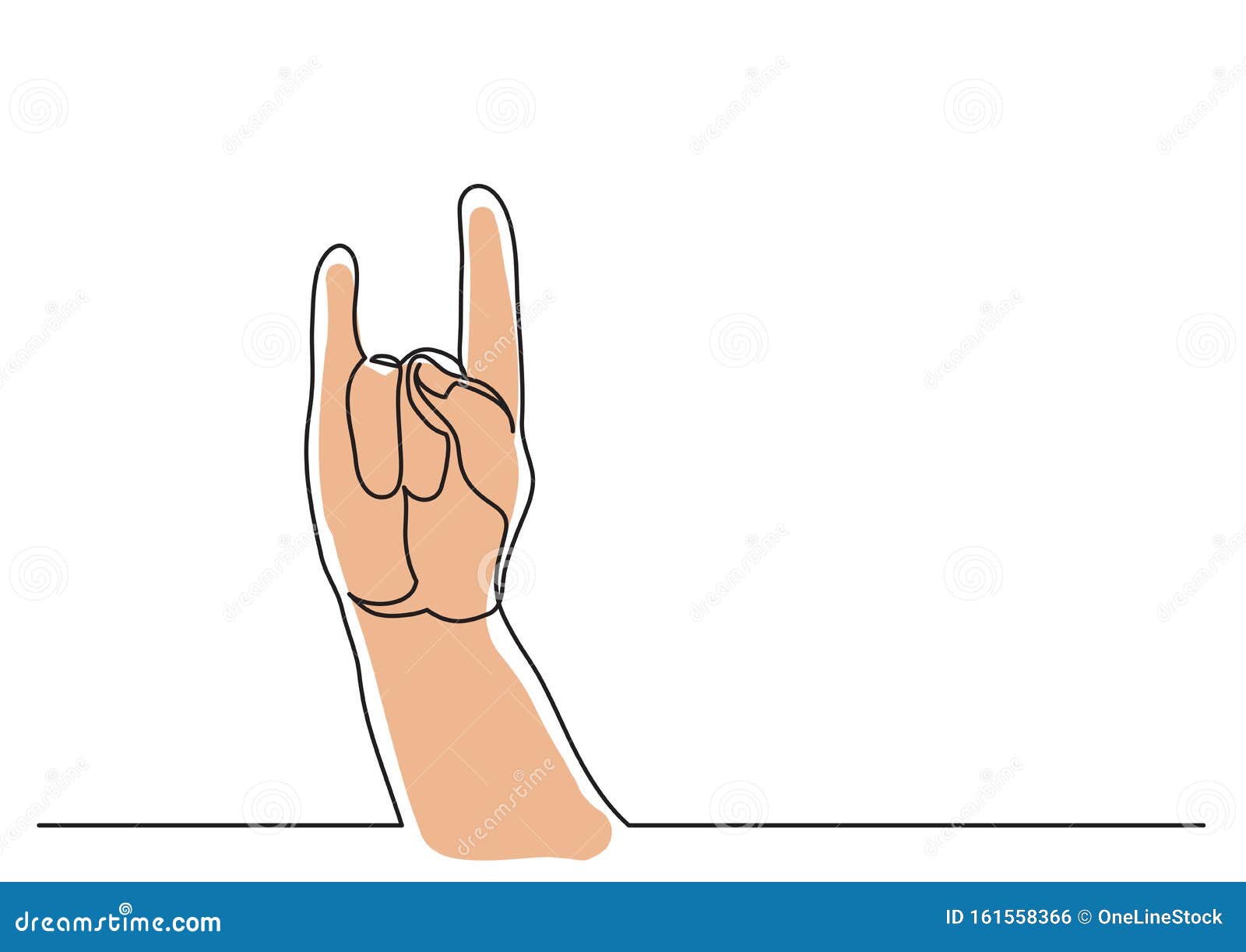 Continuous Line Drawing of Hand Showing Sign of Horns Stock Vector ...