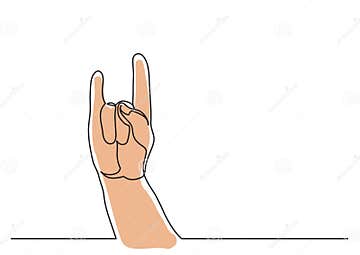 Continuous Line Drawing of Hand Showing Sign of Horns Stock Vector ...