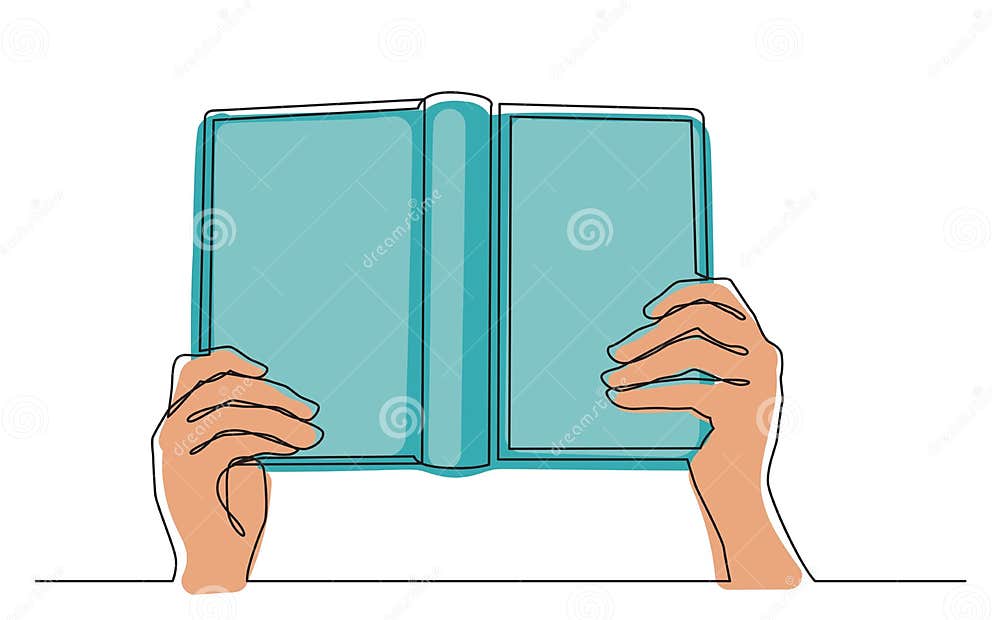 Continuous Line Drawing of Hands Holding Open Book Stock Vector ...