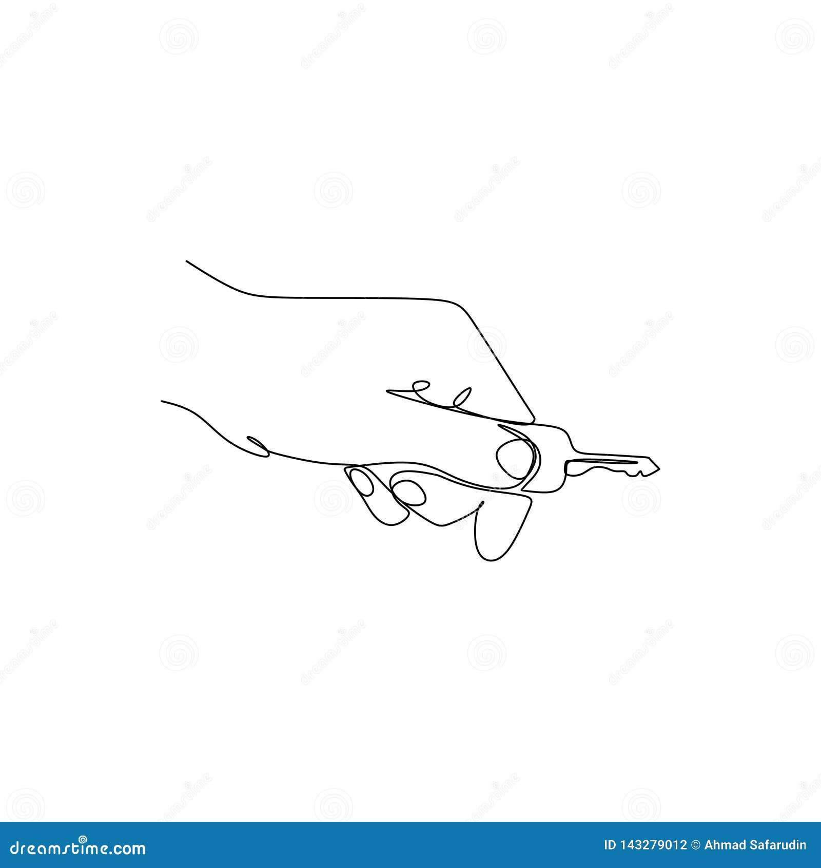 Continuous Line Drawing of a Hand and a Key Stock Vector - Illustration ...