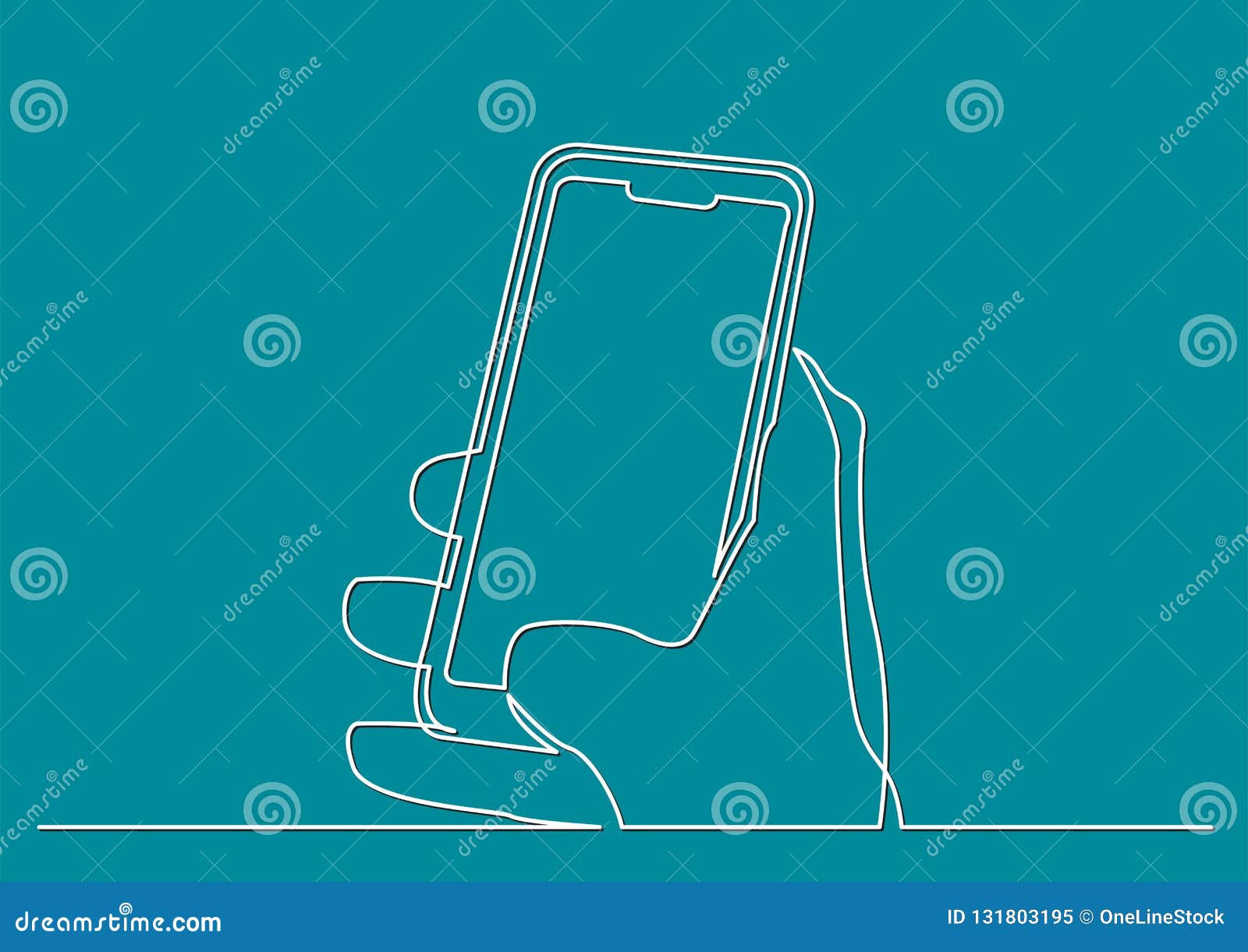 Continuous Line Drawing of Hand with Modern Cell Phone Stock ...
