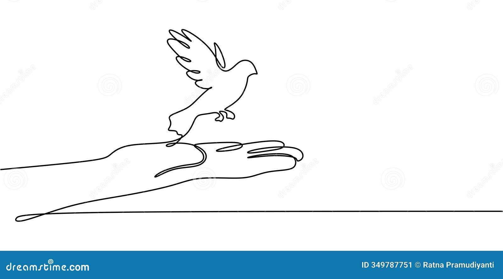 Continuous Line Drawing of a Hand Offering a Dove, Symbolizing Hope and ...