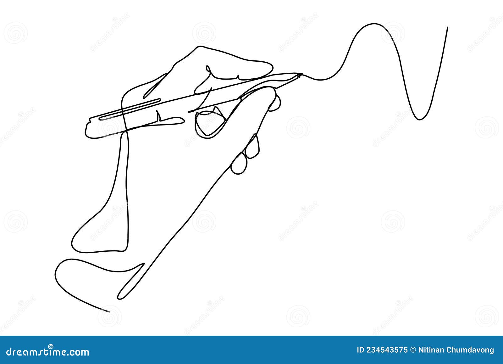 Continuous Line Drawing of Hand Drawing Line with Pen Stock Vector ...