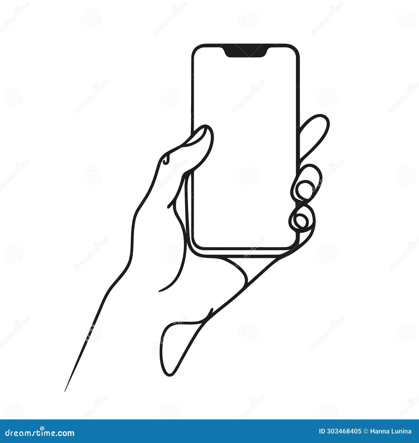 Continuous Line Drawing of Hand with Phone. Vector Illustration of a ...