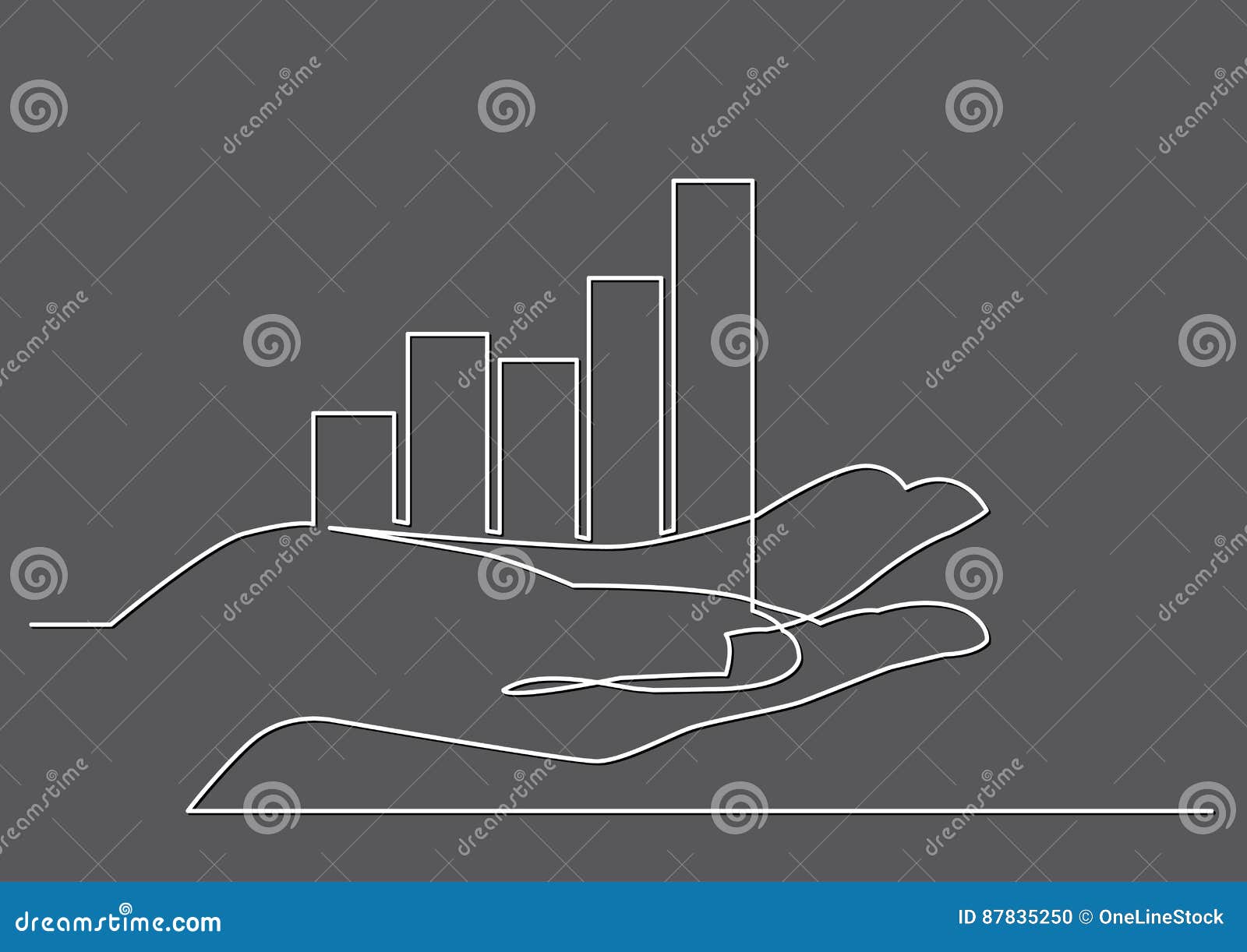 Continuous Line Drawing of Hand Showing Growth Chart Stock Vector ...