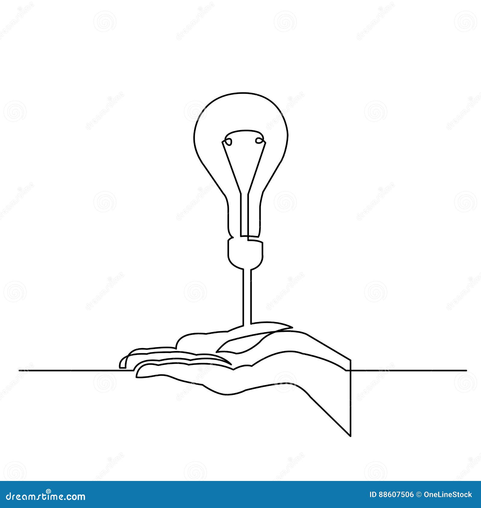 Continuous Line Drawing of Hand Showing a New Idea Stock Vector ...
