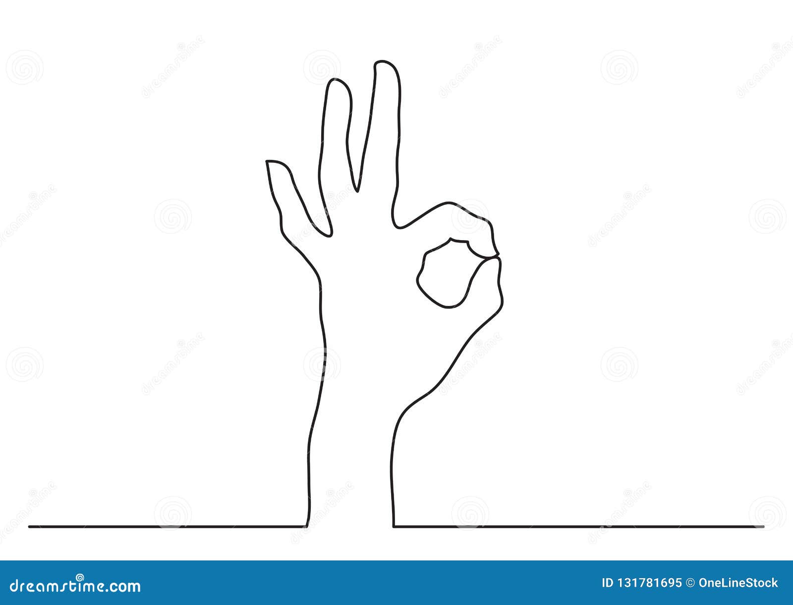 Continuous Line Drawing of Hand Showing OK Gesture Stock Vector ...
