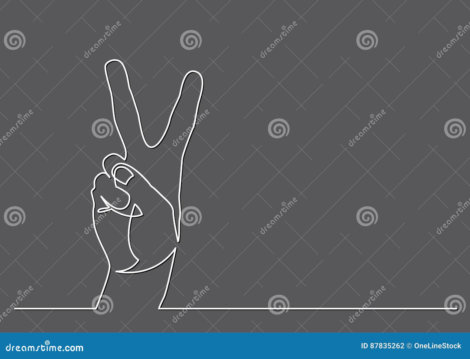 Continuous Line Drawing of Hand Showing Victory Sign Stock Vector ...