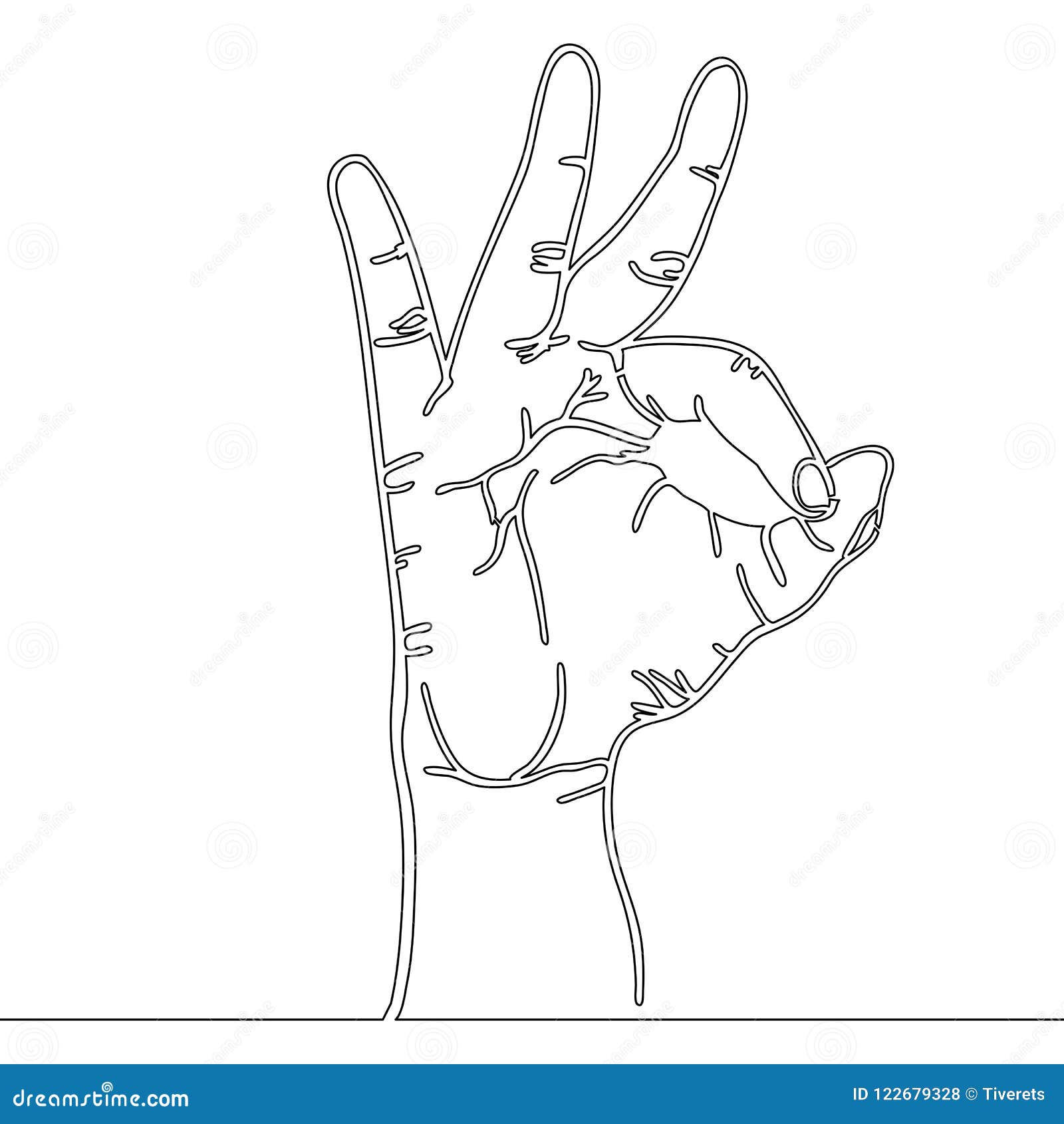 Continuous Line Drawing of Hand Symbol Okay. Stock Vector ...