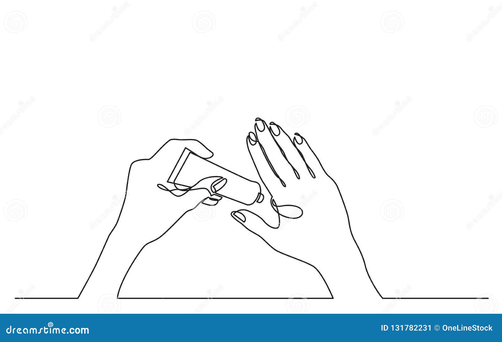 Continuous Line Drawing of Hand Testing Moisturizing Skin Cream Stock ...
