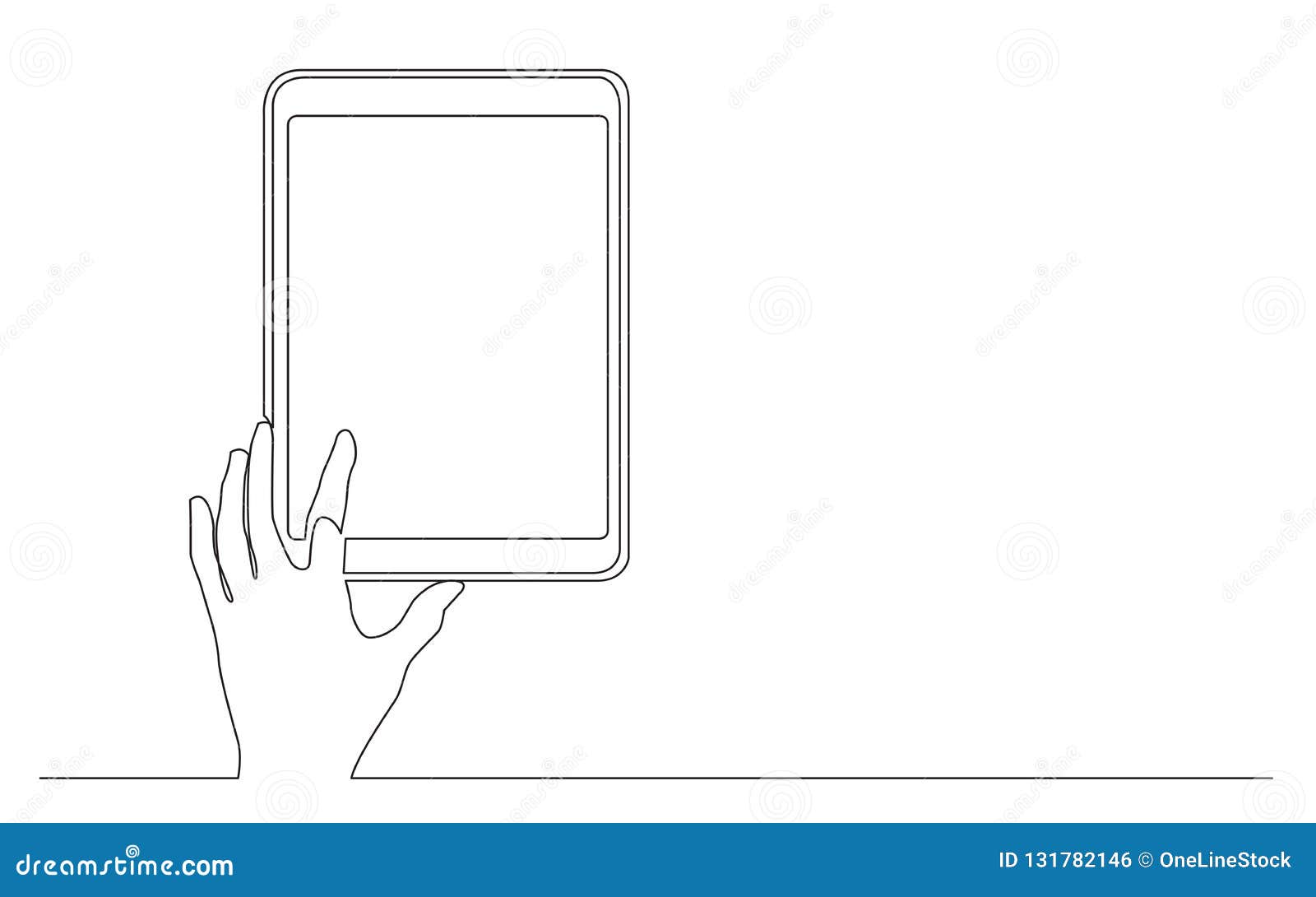 Continuous Line Drawing of Hand Touching Digital Tablet Stock Vector ...