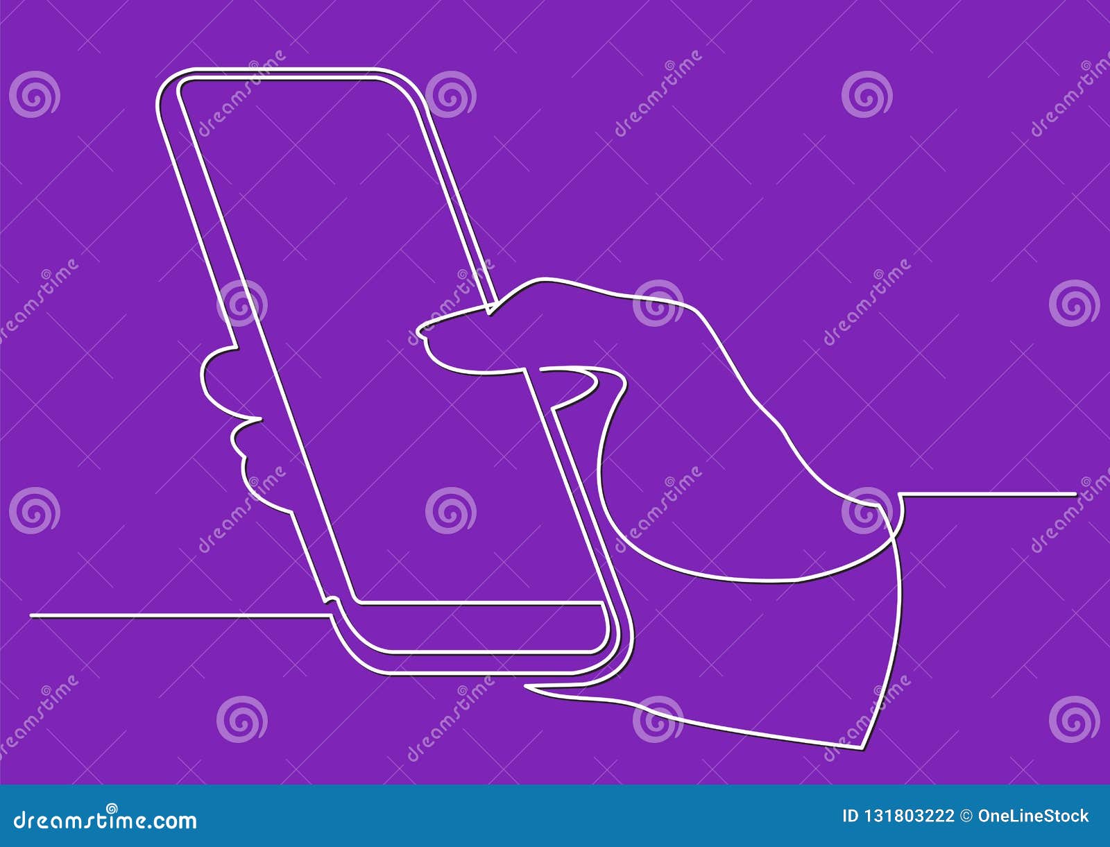 Continuous Line Drawing of Hand Using Modern Mobile Phone Stock Vector ...