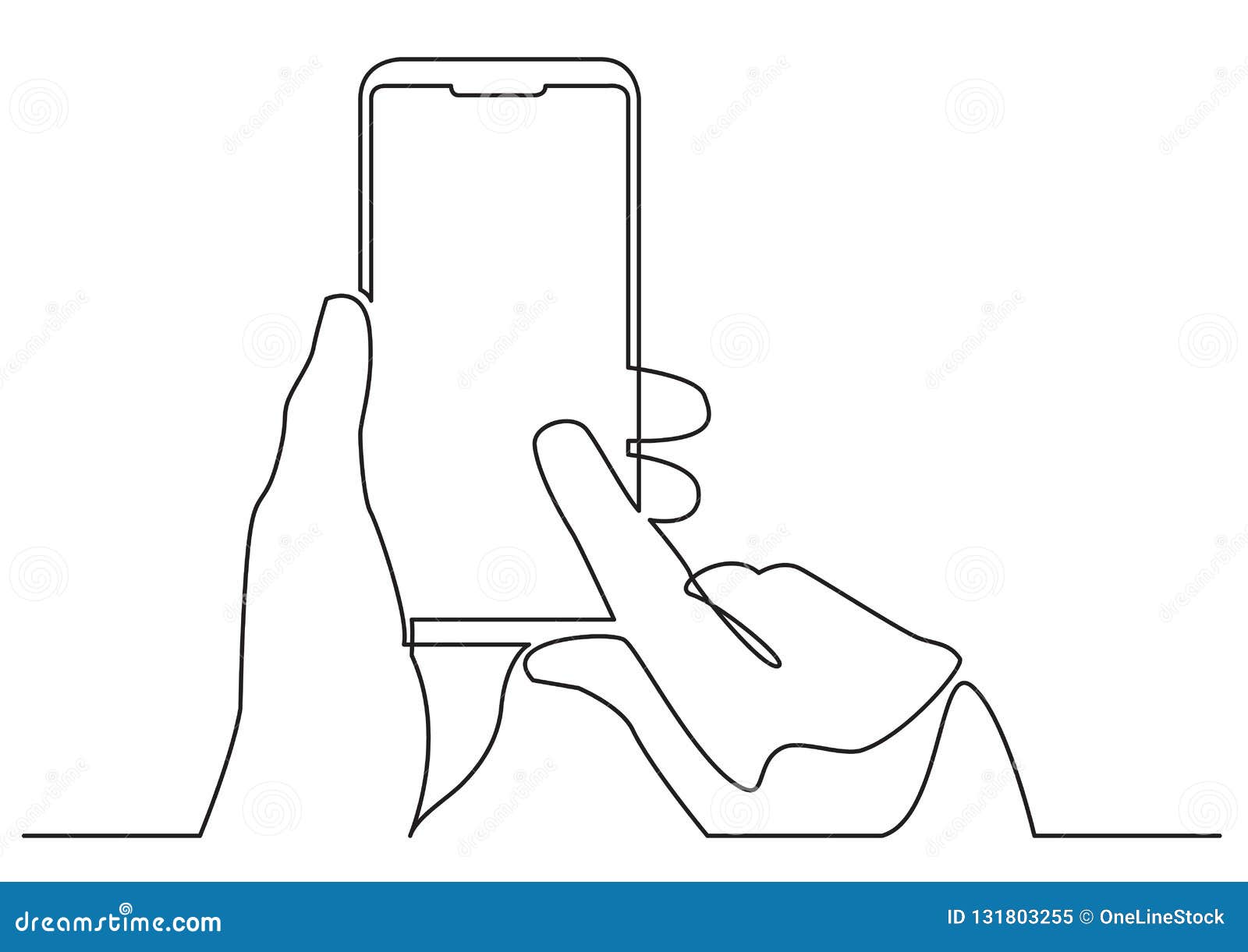 Continuous Line Drawing of Hand Using Modern Mobile Phone Stock Vector ...