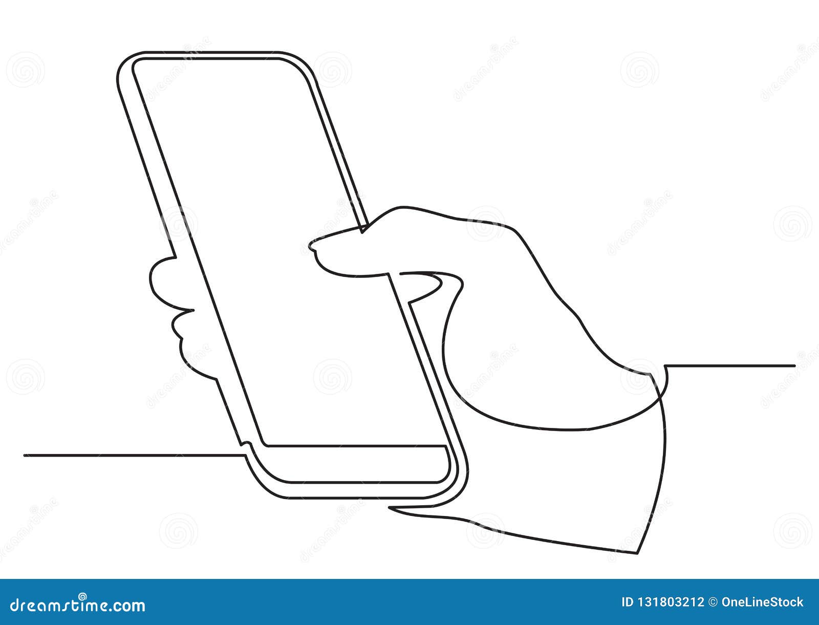 Continuous Line Drawing of Hand Using Modern Mobile Phone Stock ...