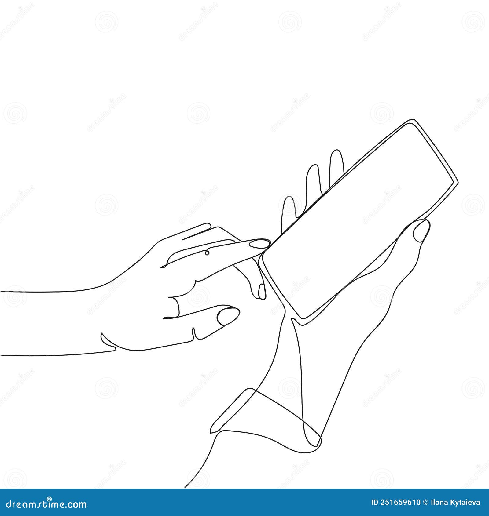 Continuous Line Drawing of Hand Using Modern Mobile Phone.Human Hands ...