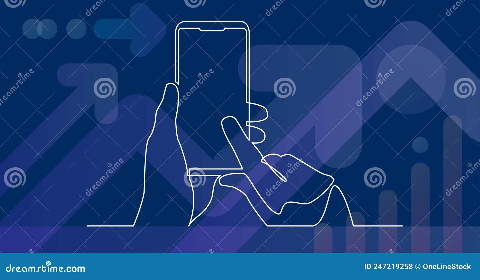 Continuous Line Drawing of Hand Using Modern Mobile Phone Stock Vector ...