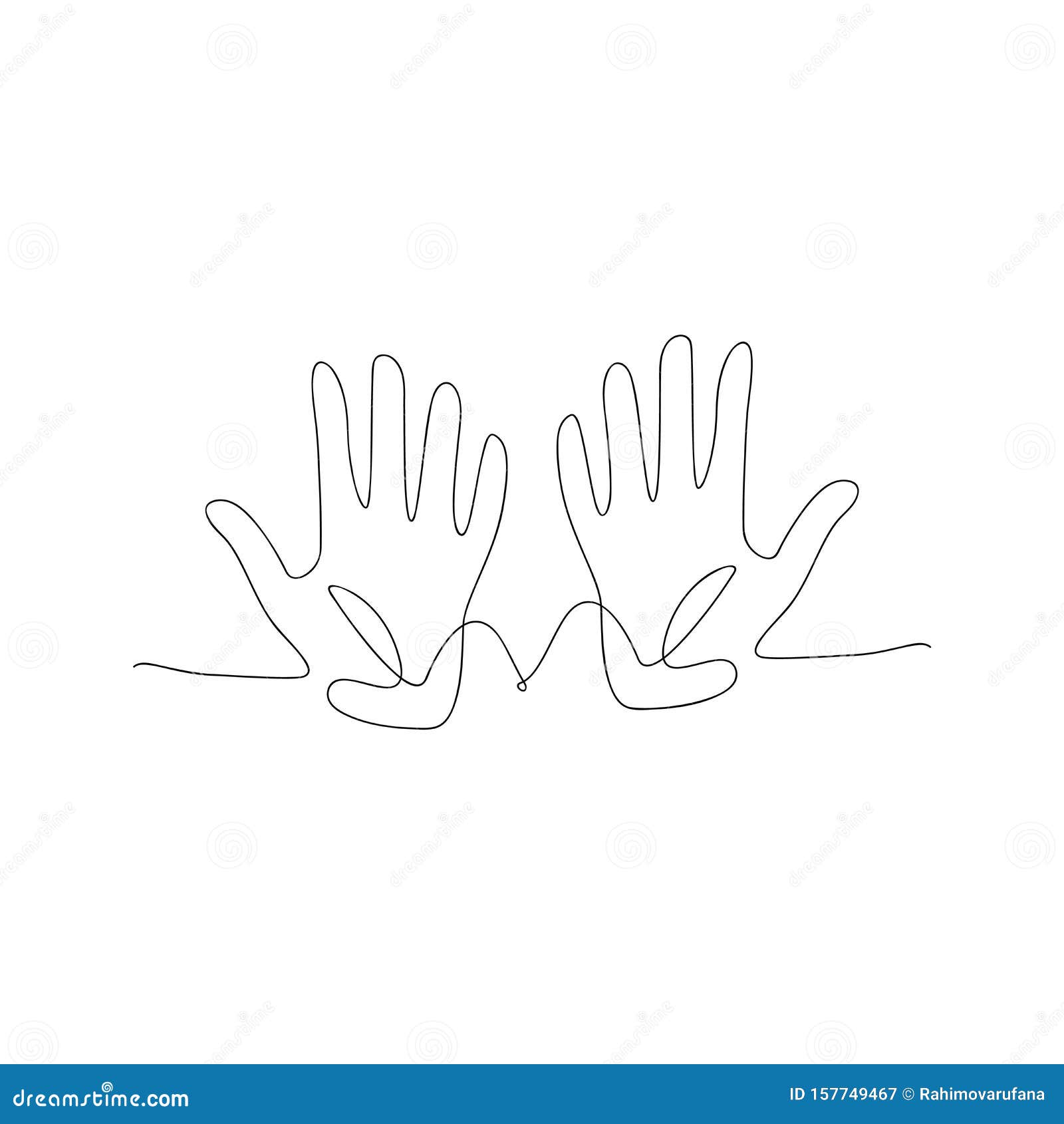 Continuous Line Drawing of Hands. Isolated Sketch Drawing of Hands Line ...