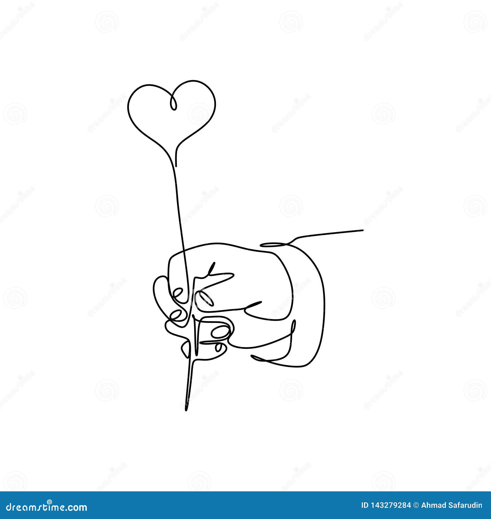 Continuous Line Drawing of Hands and Love Stock Illustration ...