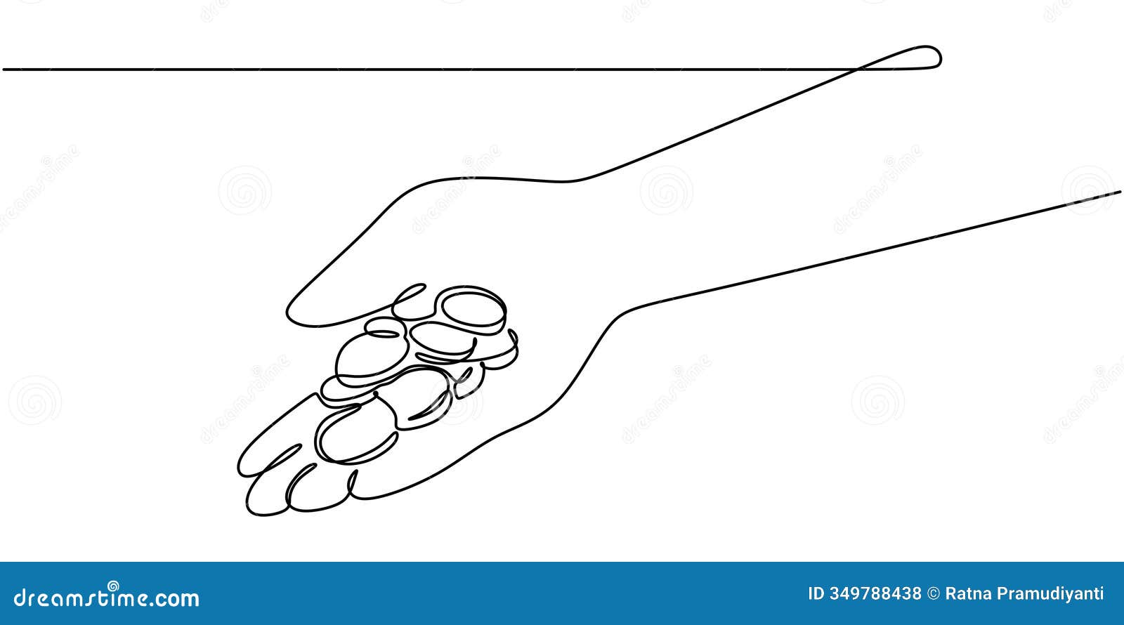 Continuous Line Drawing of Hands Passing Coin. Symbolizing Money Flow ...