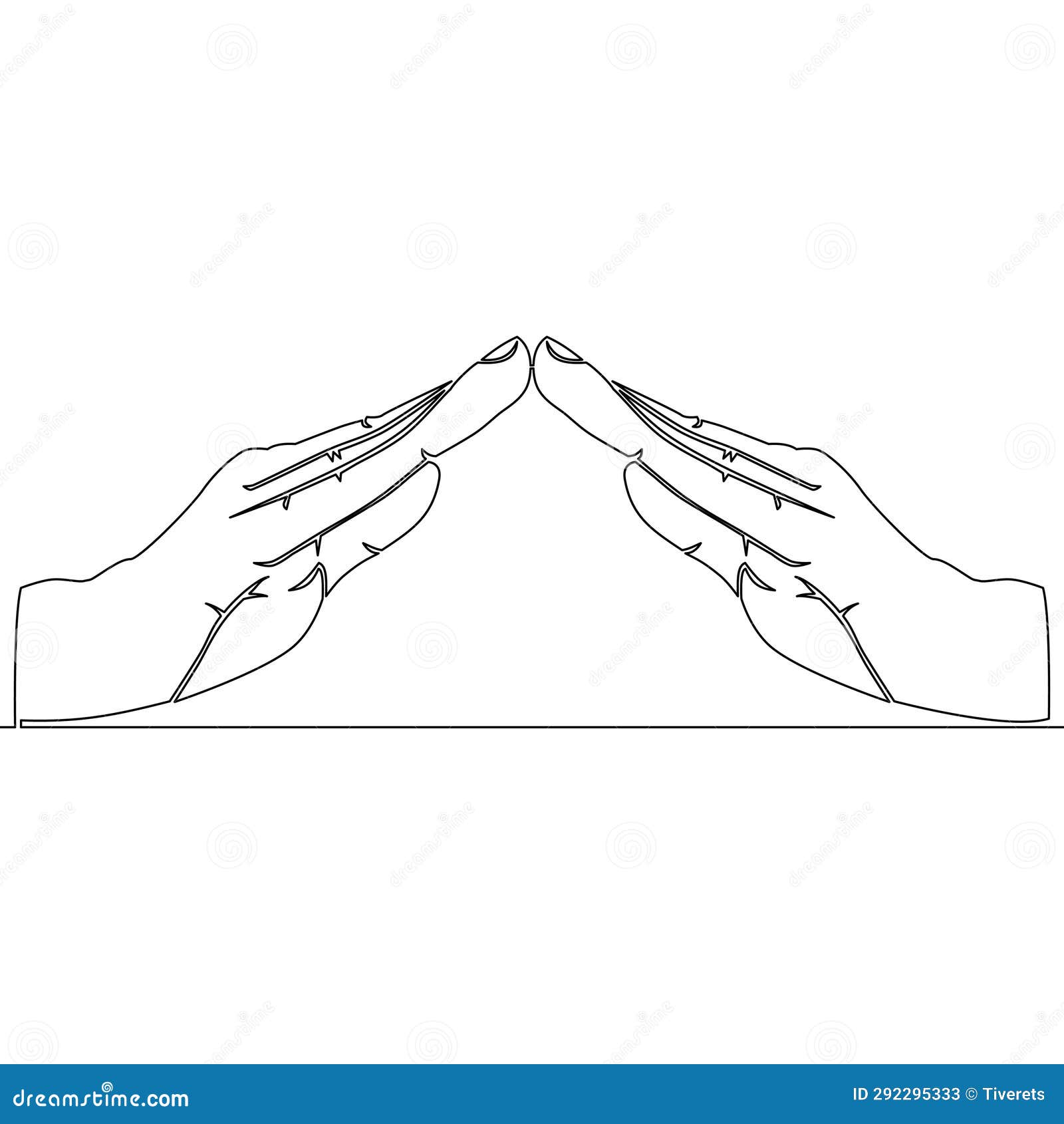 Continuous Line Drawing Hands Protect Gesture Protection Icon Vector ...