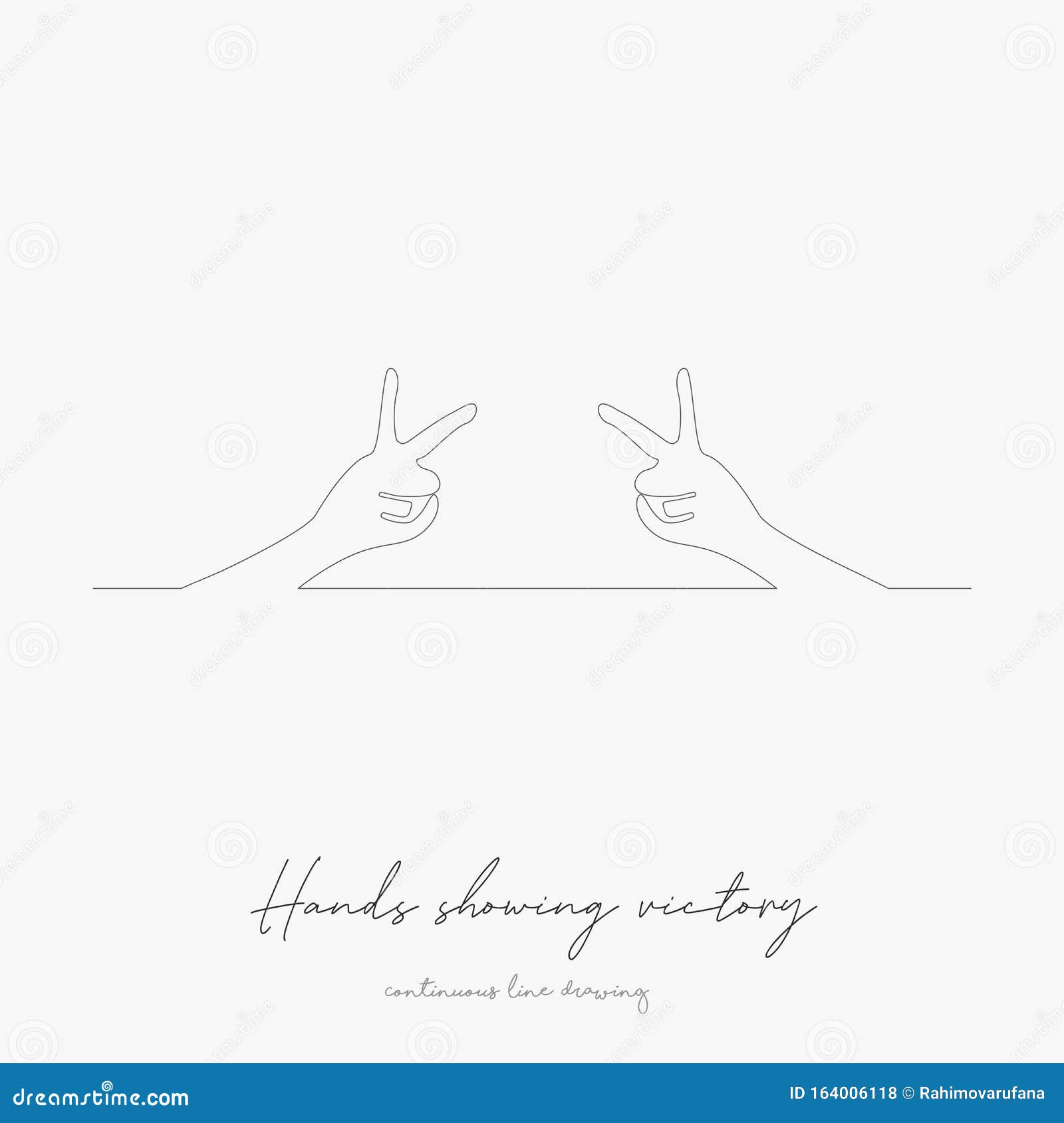 Continuous Line Drawing. Hands Showing Victory. Simple Vector ...