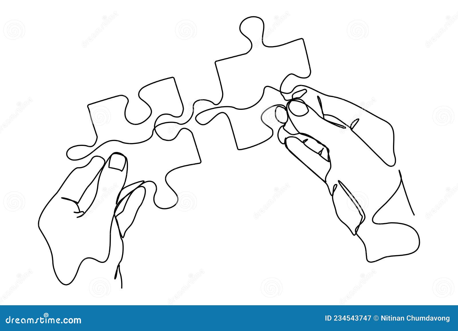 Continuous Line Drawing of Hands Solving Jigsaw Puzzle Stock Vector ... Continuous Line Drawing of Hands Solving Jigsaw Puzzle Stock Vector ...