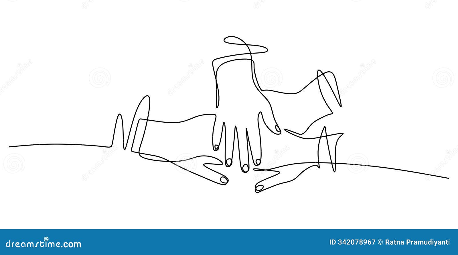 Continuous Line Drawing of Hands United for Teamwork Concept Minimalist ...