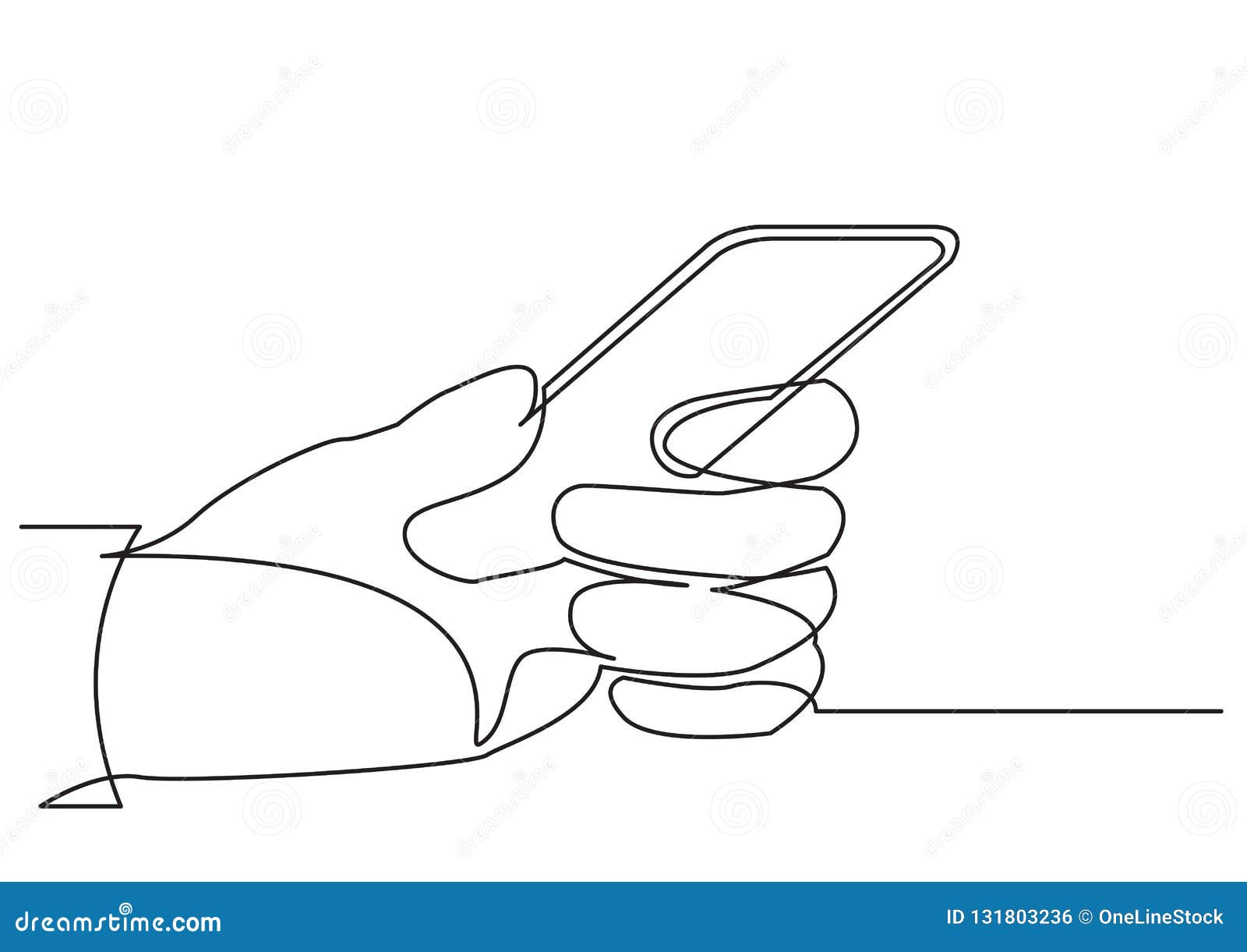 Continuous Line Drawing of Hands Using Modern Mobile Phone Stock Vector ...