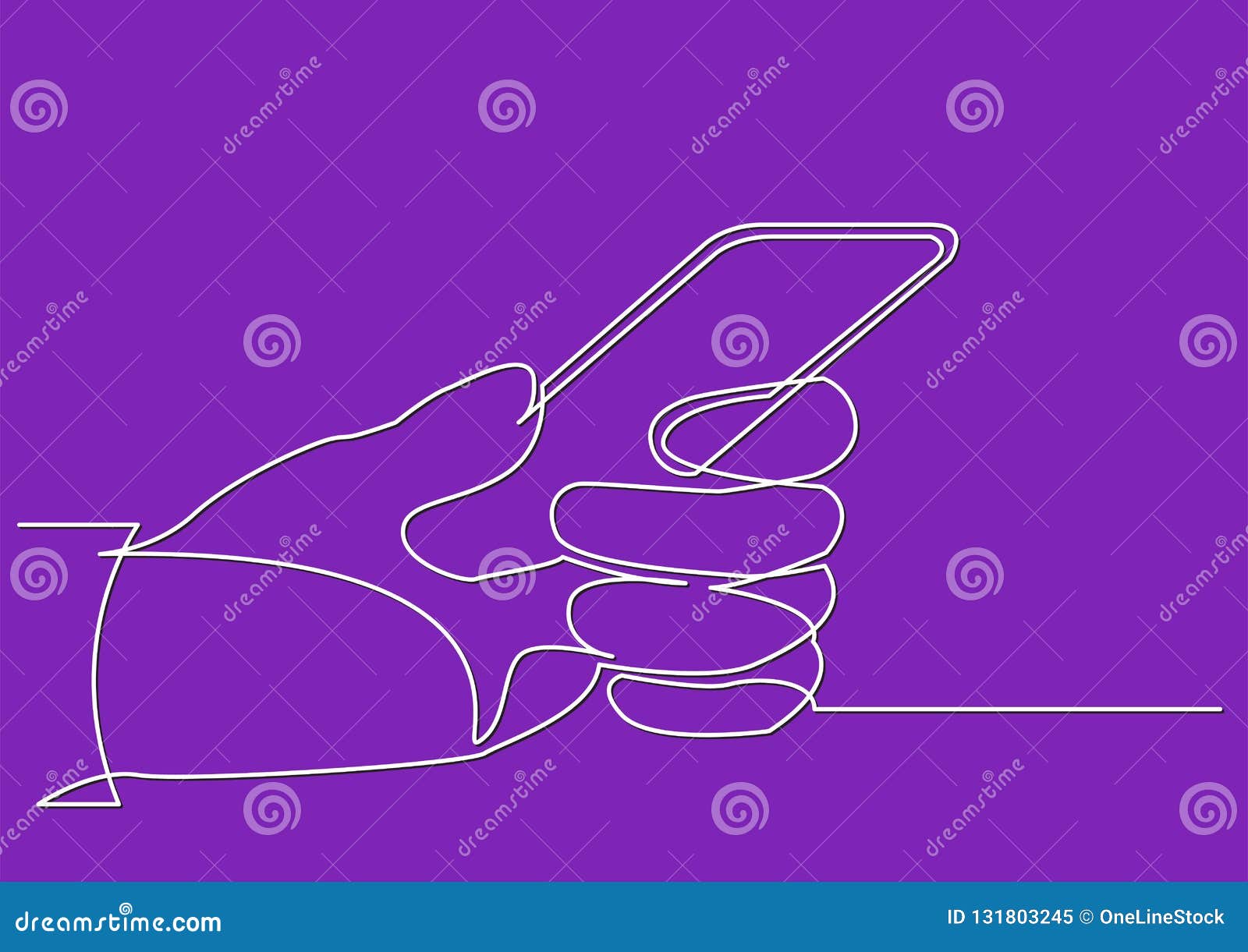 Continuous Line Drawing of Hands Using Modern Mobile Phone Stock ...