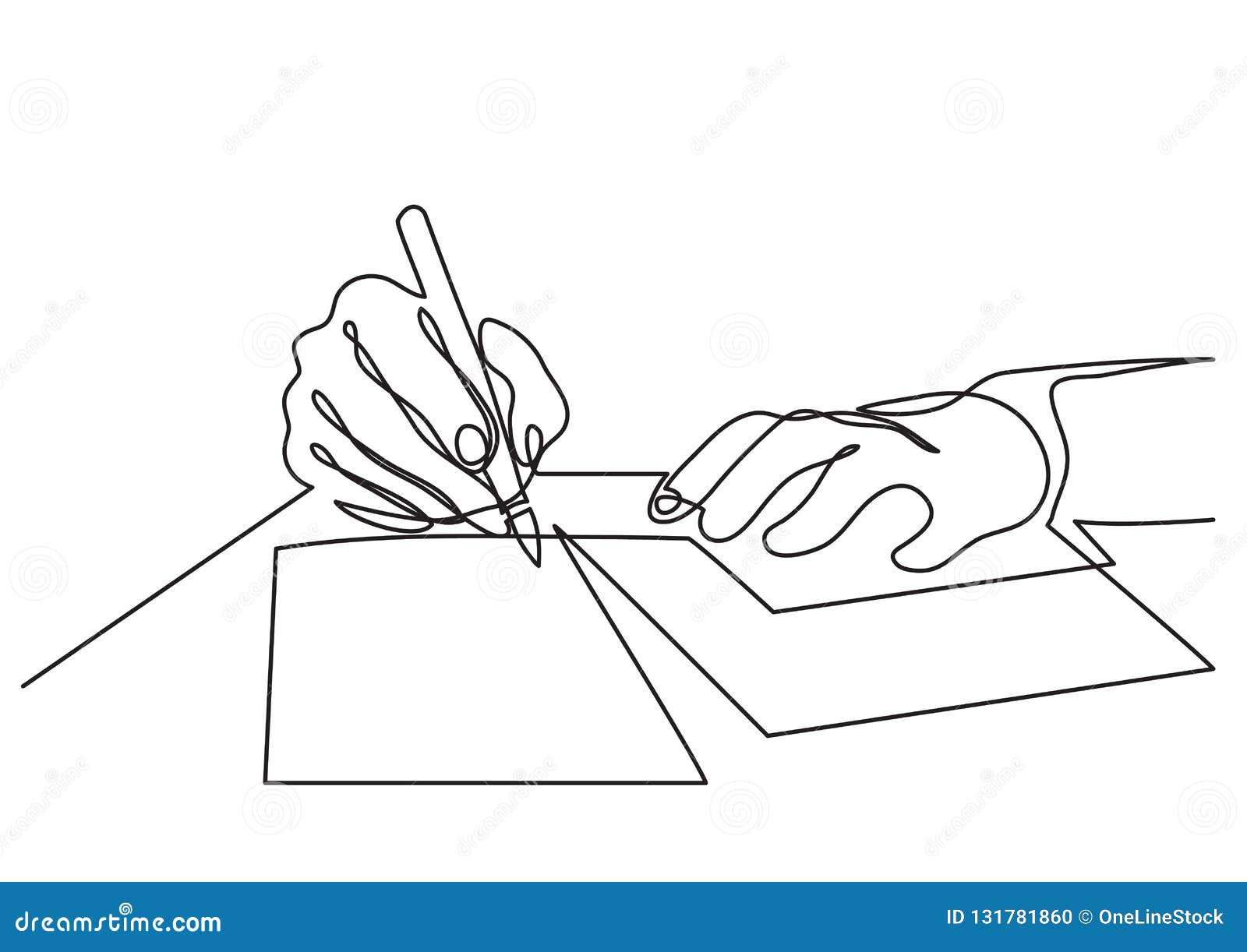Continuous Line Drawing of Hands Writing Letter Stock Illustration ... Continuous Line Drawing of Hands Writing Letter Stock Illustration ...