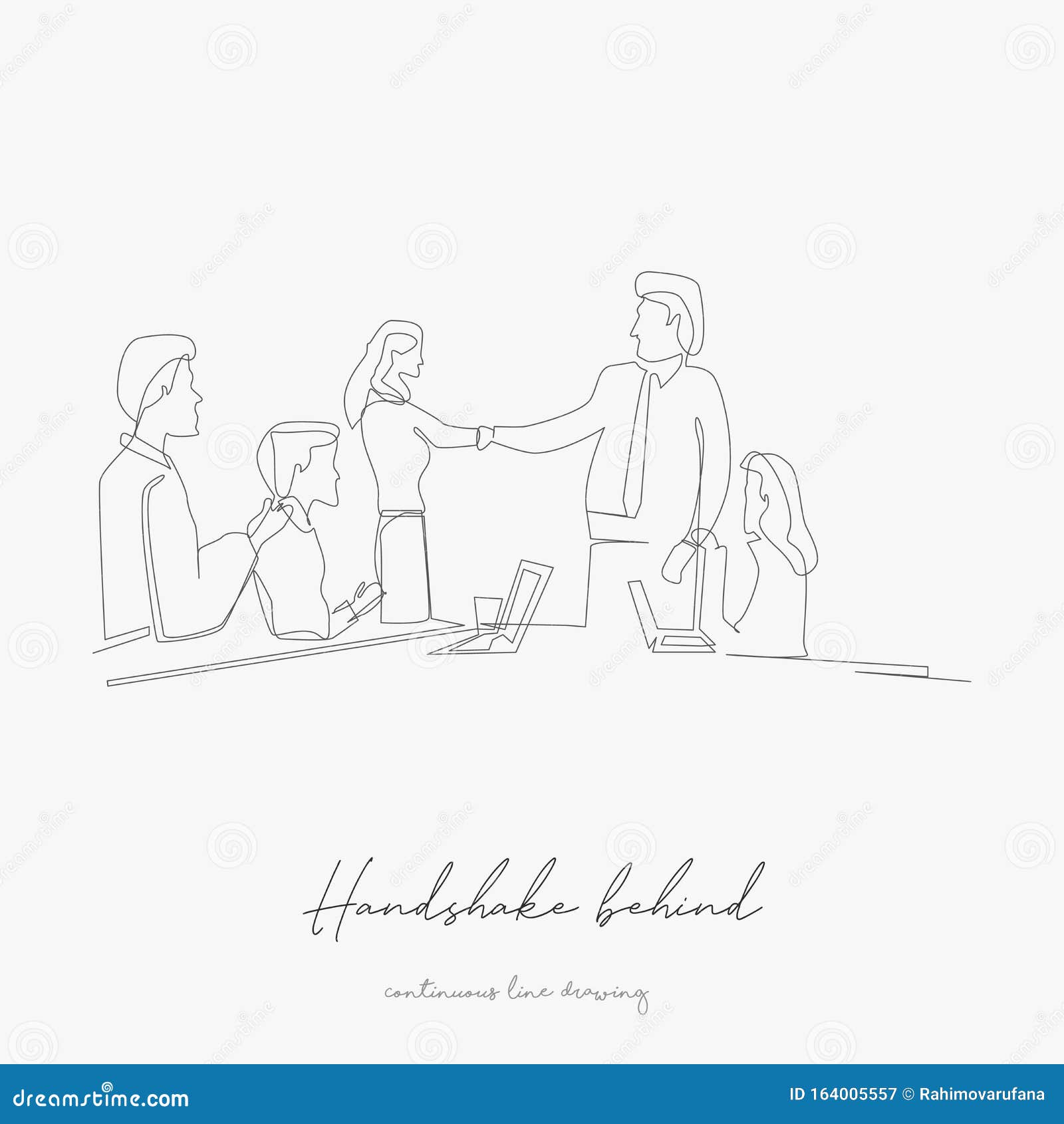 Continuous Line Drawing. Handshake Behind Team. Simple Vector ...