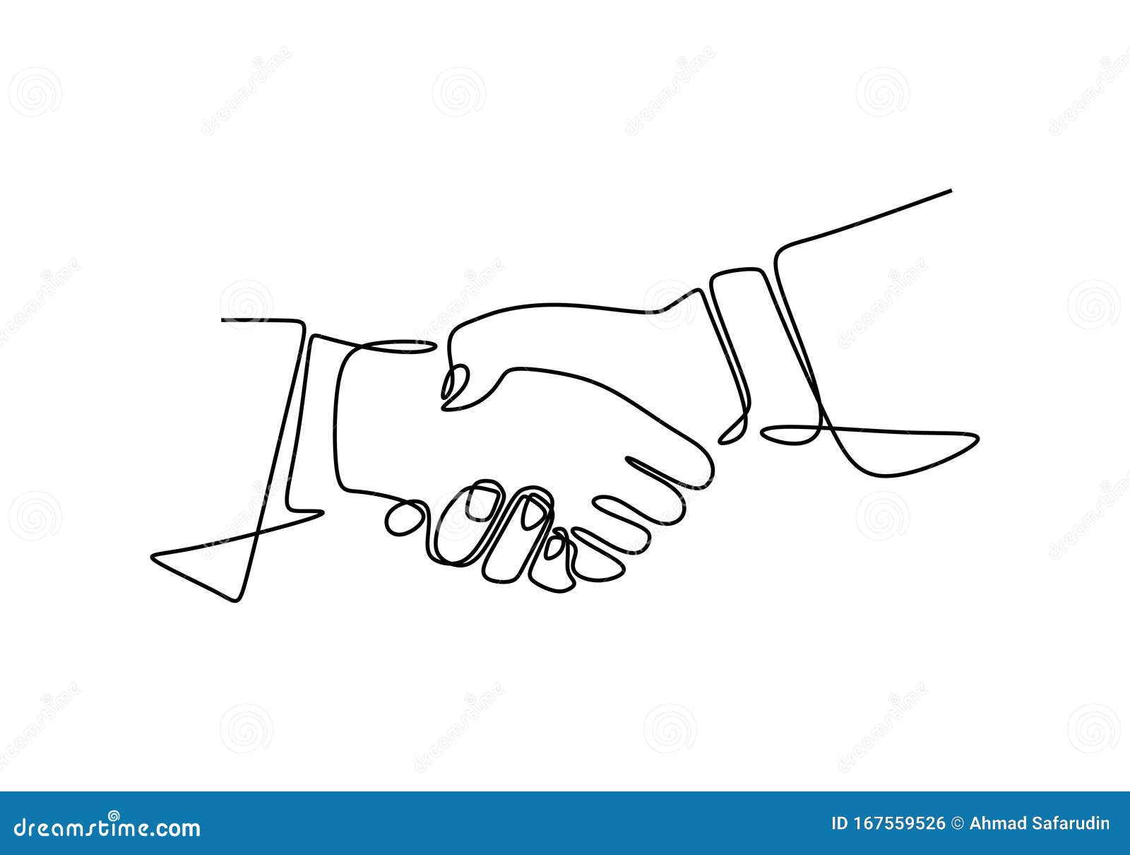 Continuous Line Drawing of Handshake Vector. Business Metaphor Symbol ...