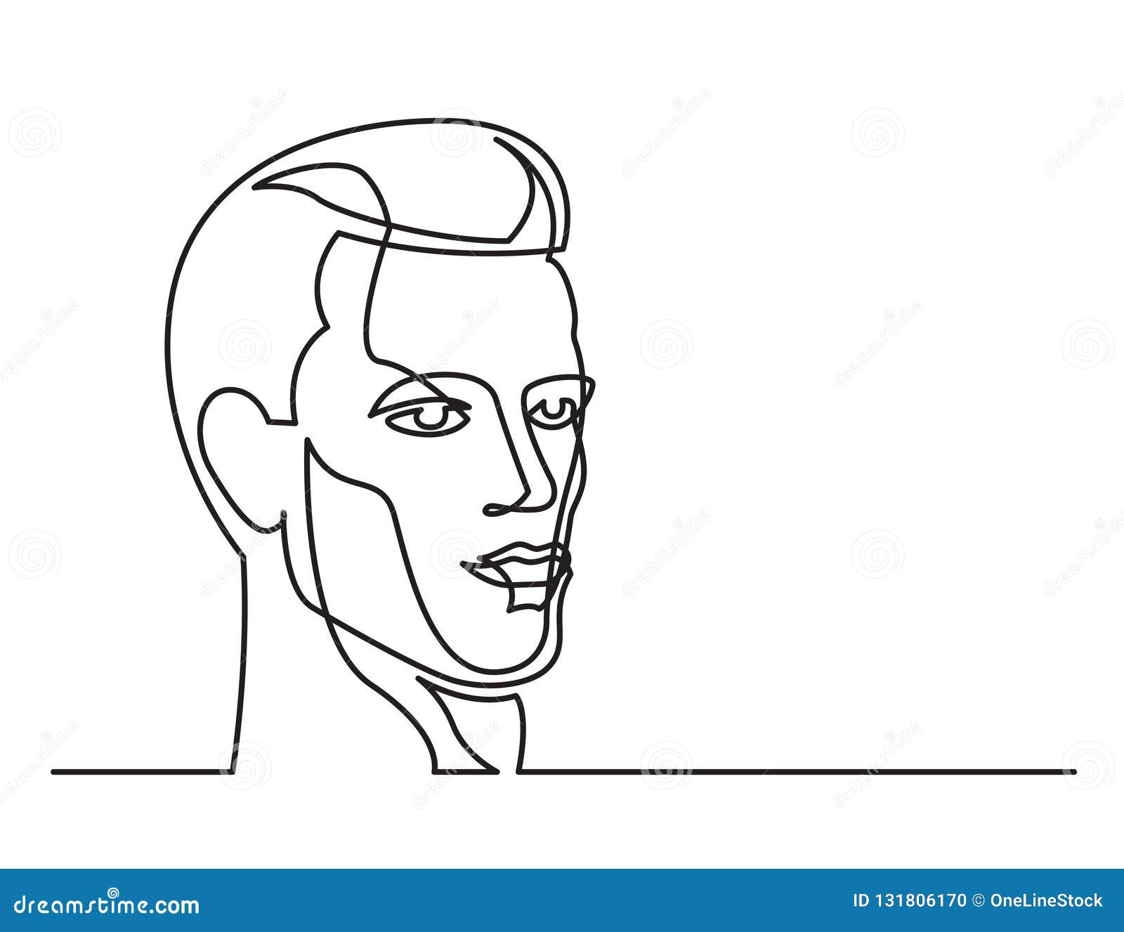 Continuous Line Drawing of Handsome Man on White Background Stock ...