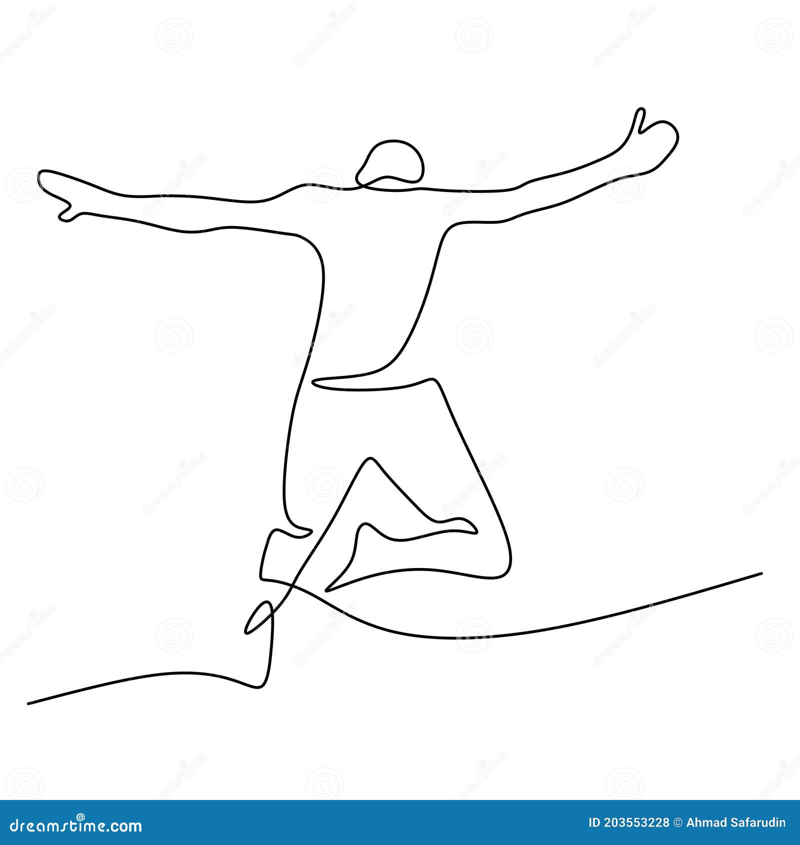 Continuous Line Drawing of Happy Jumping Man. a Young Teenager Male ... Continuous Line Drawing of Happy Jumping Man. a Young Teenager Male ...