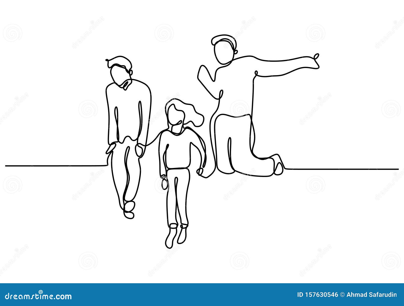 Continuous Line Drawing Happy Kids Jump Minimalist Design One Hand ... Continuous Line Drawing Happy Kids Jump Minimalist Design One Hand ...