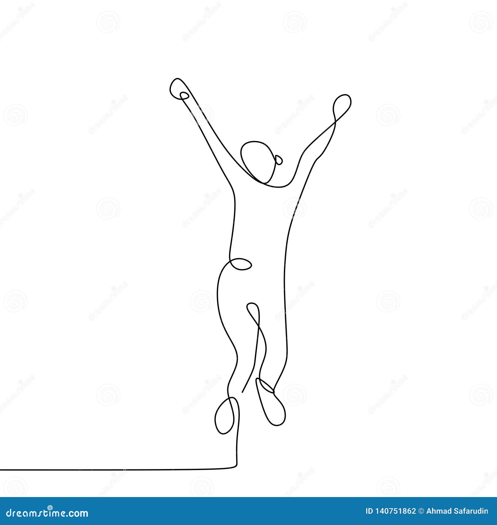 Continuous Line Drawing of Happy Person Rising His Hands Vector ... Continuous Line Drawing of Happy Person Rising His Hands Vector ...