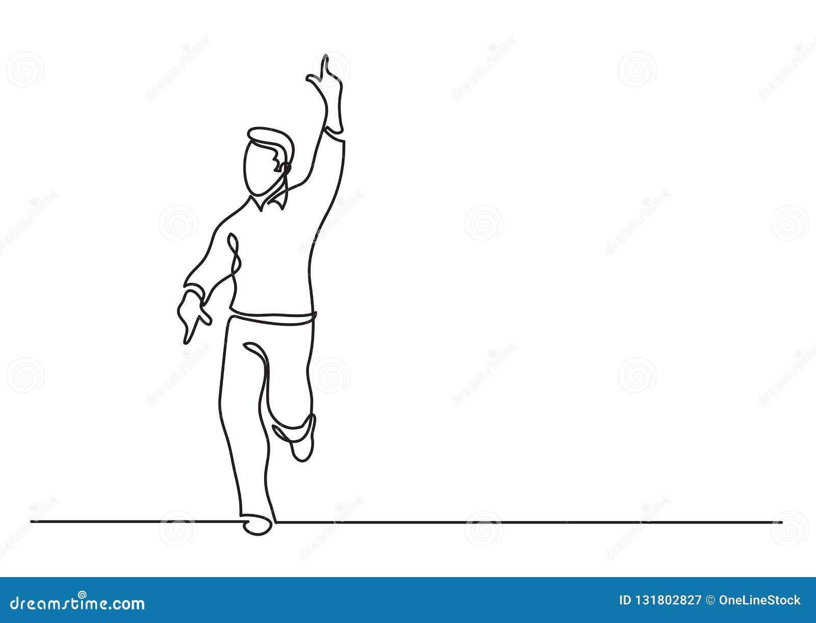 Continuous Line Drawing of Happy Running Man Stock Vector ...