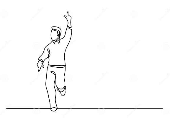 Continuous Line Drawing of Happy Running Man Stock Vector ...