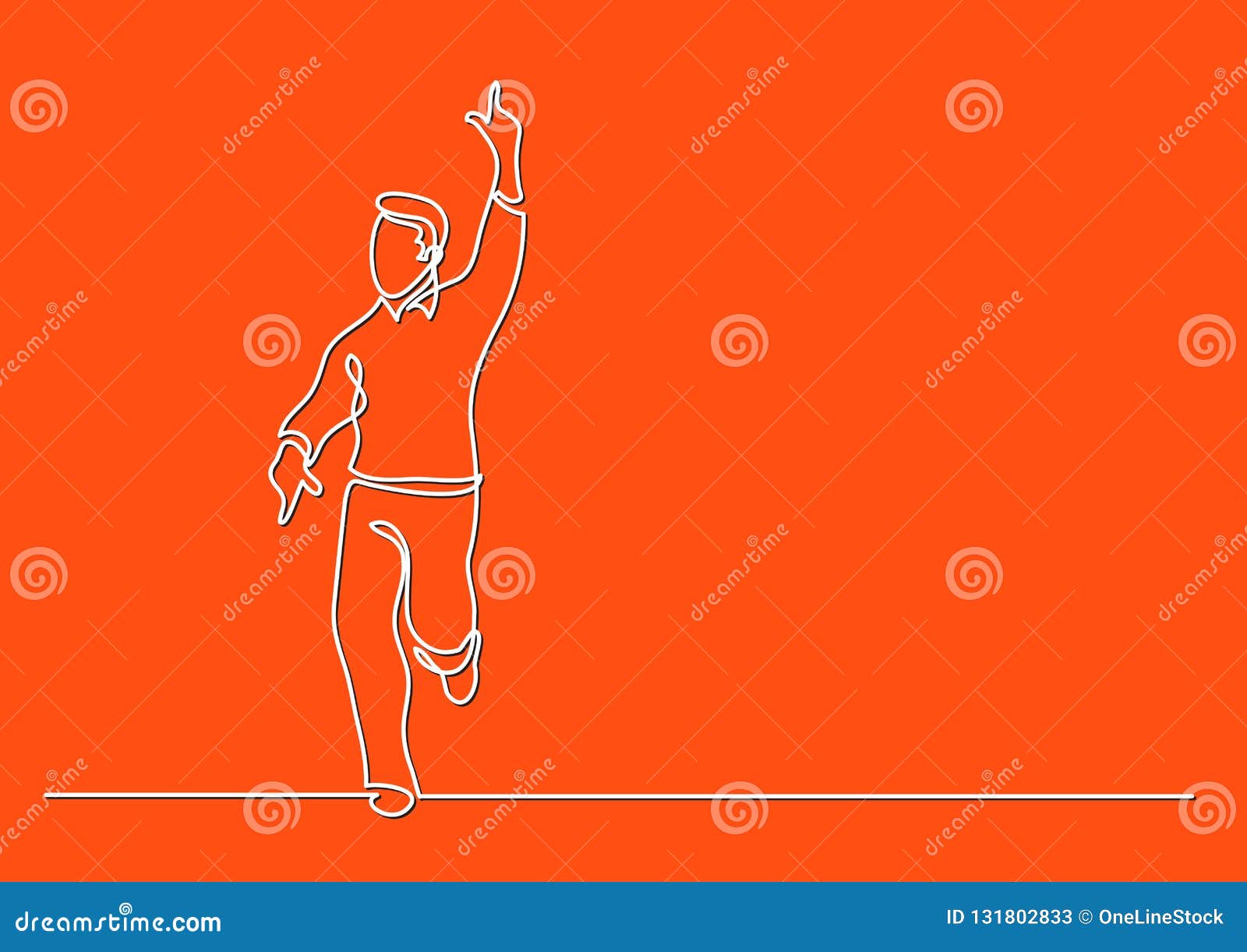 Continuous Line Drawing of Happy Running Man Stock Vector ...