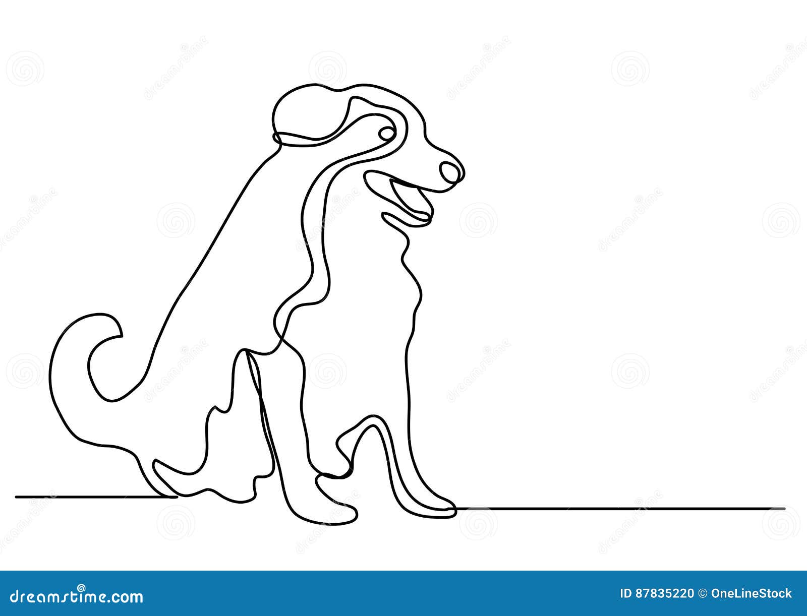Continuous Line Drawing of Happy Sitting Dog Stock Vector ...