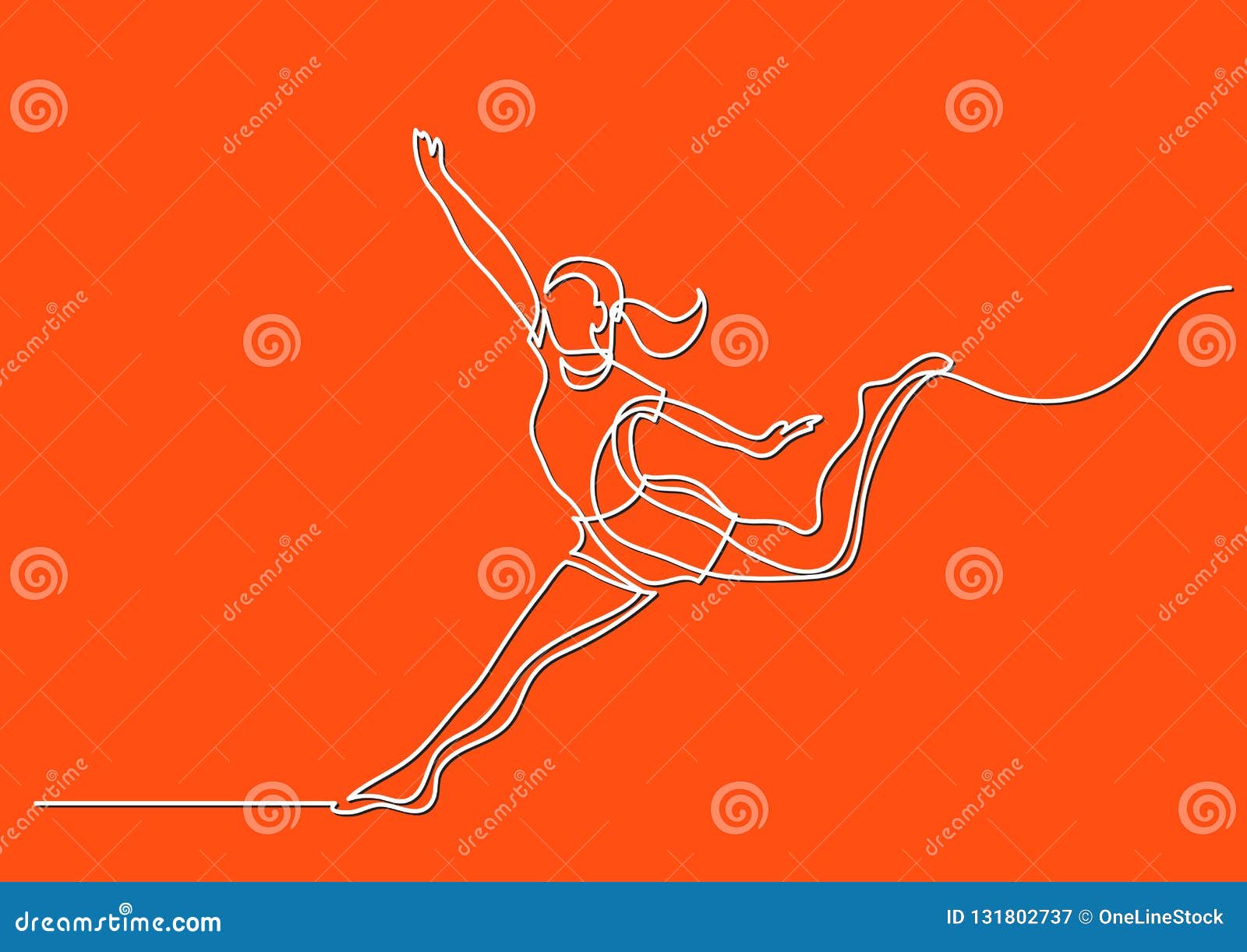 Continuous Line Drawing of Happy Woman Dancing Stock Vector ...