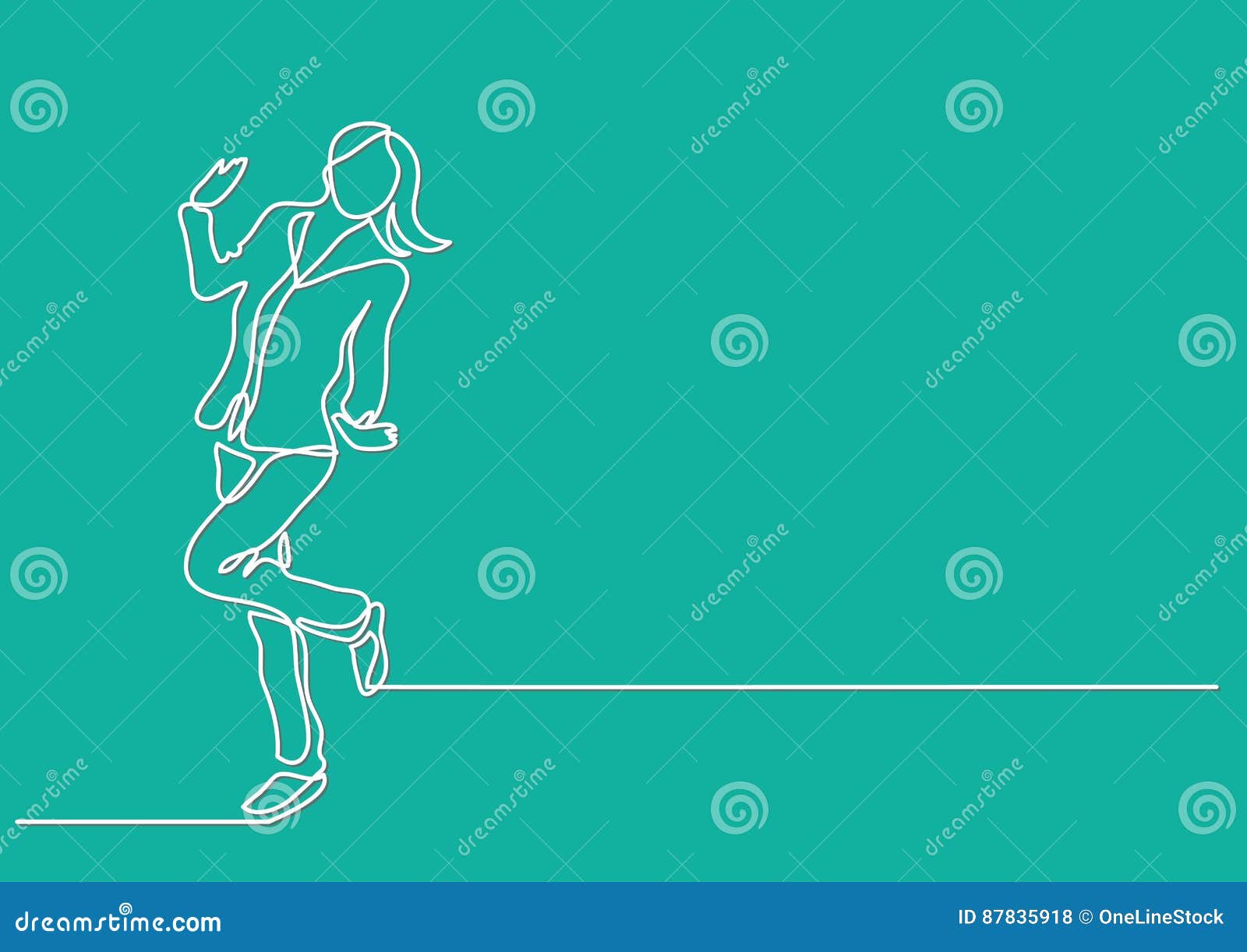 Continuous Line Drawing of Happy Woman Stock Vector - Illustration of ...
