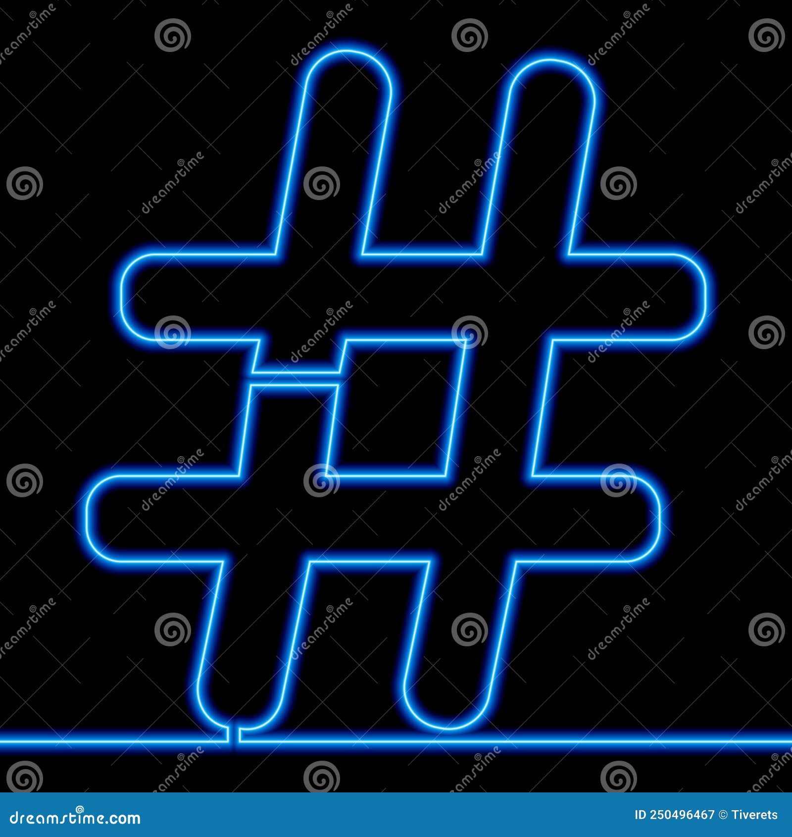 Continuous Line Drawing Hashtag Symbol Icon Neon Glow Vector ...