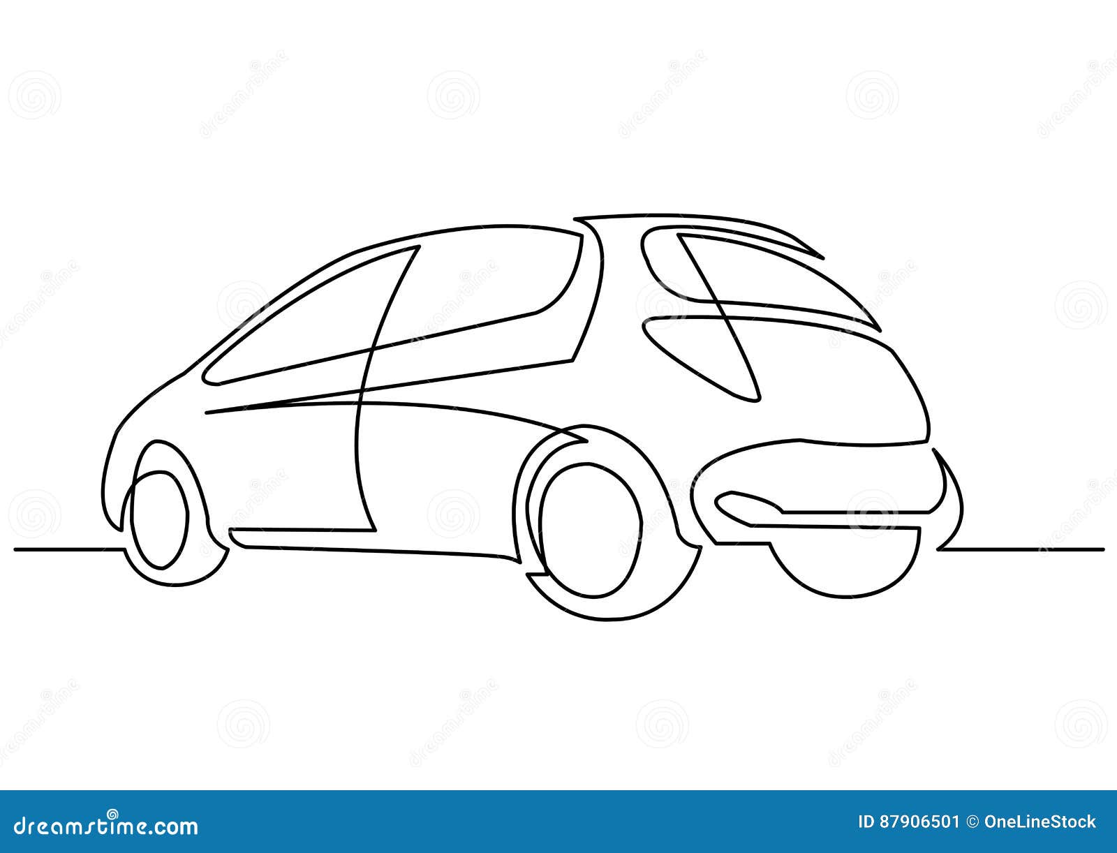 Continuous Line Drawing of Hatchback Car Stock Vector - Illustration of ...