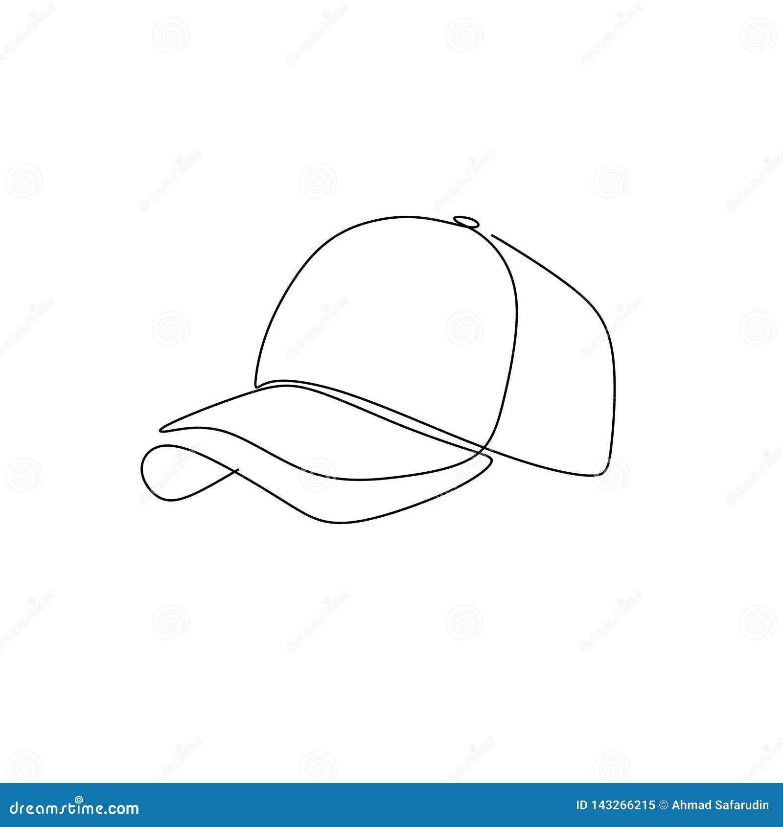 Continuous Line Drawing of Hats for Summer Stock Illustration ...